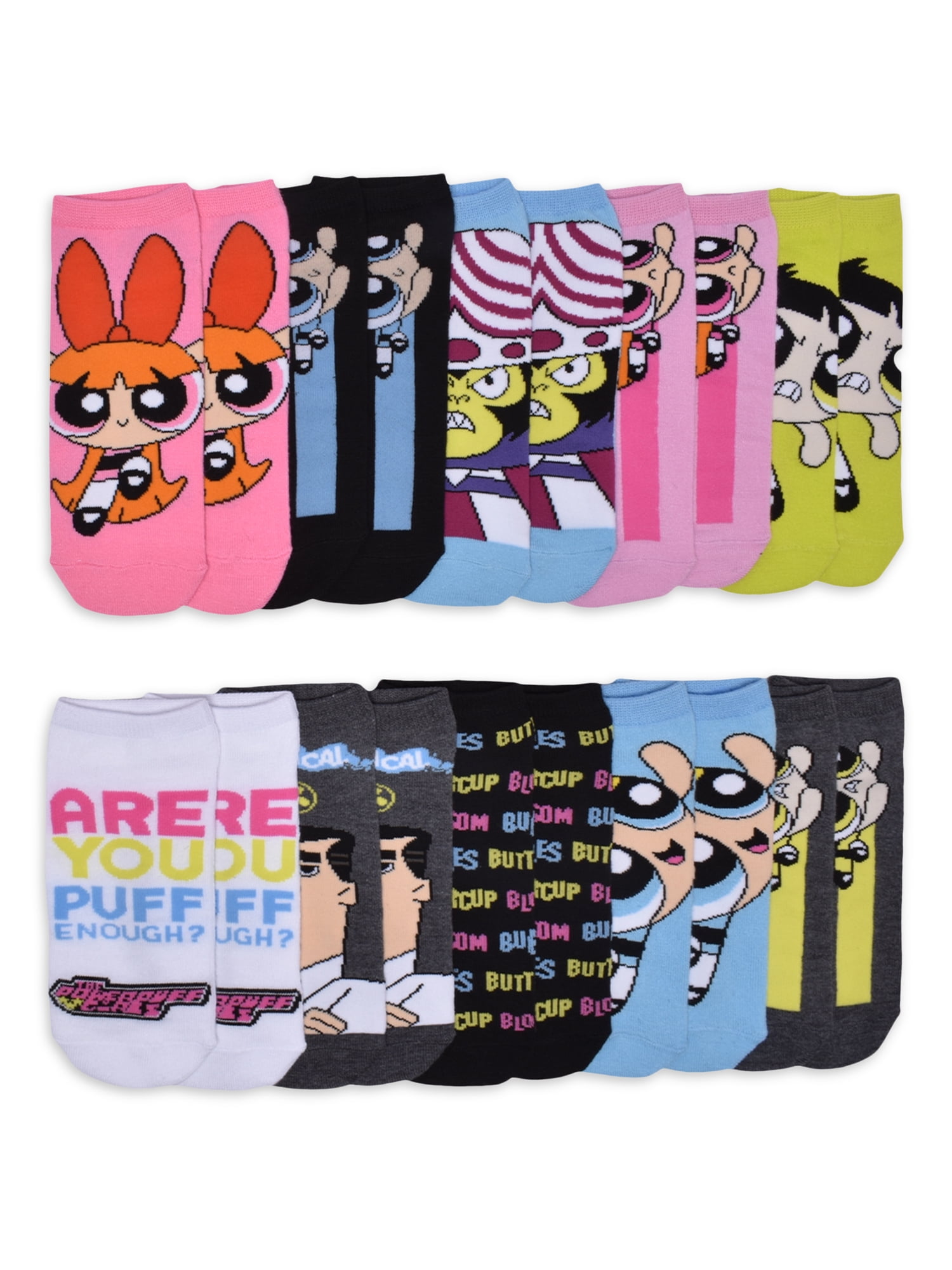 The Powerpuff Girls Womens 10-Pack Low-Cut Socks, Sock Size 9-11 ...