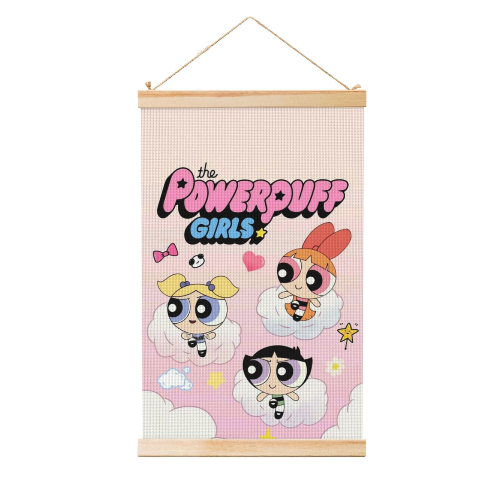 The Powerpuff Girls Wooden Shaft Hanging Poster Home Decor Poster Wall ...