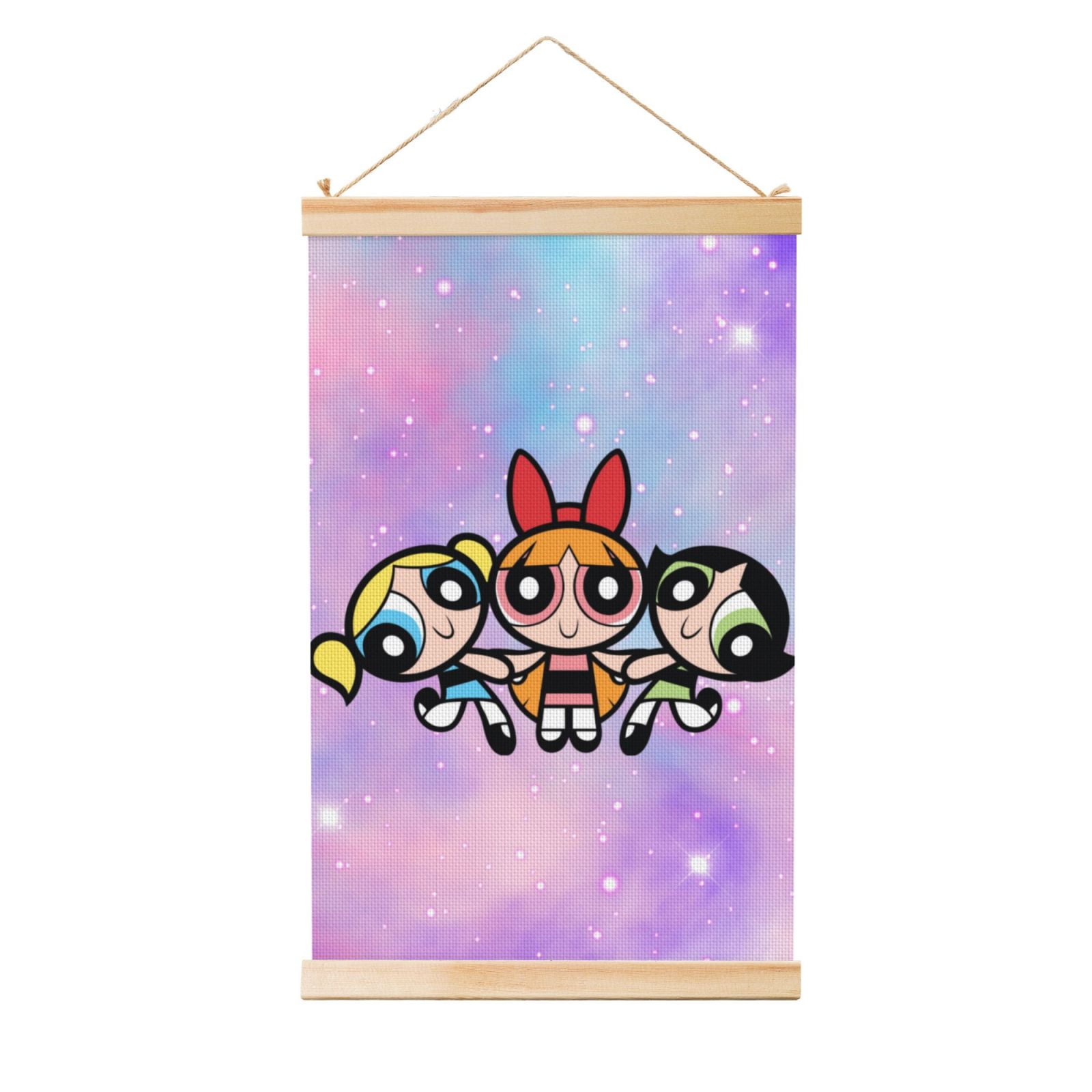 The Powerpuff Girls Wooden Shaft Hanging Poster Home Decor Poster Wall ...