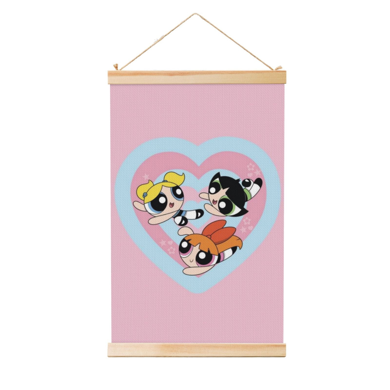 The Powerpuff Girls Wooden Shaft Hanging Poster Home Decor Poster Wall ...