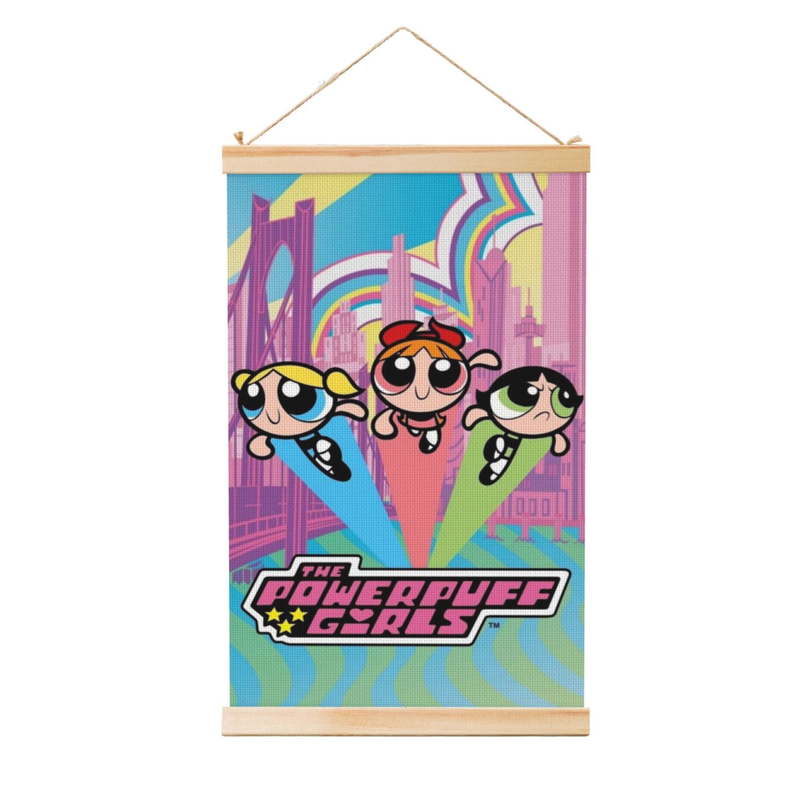 The Powerpuff Girls Wooden Shaft Hanging Poster Home Decor Poster Wall ...