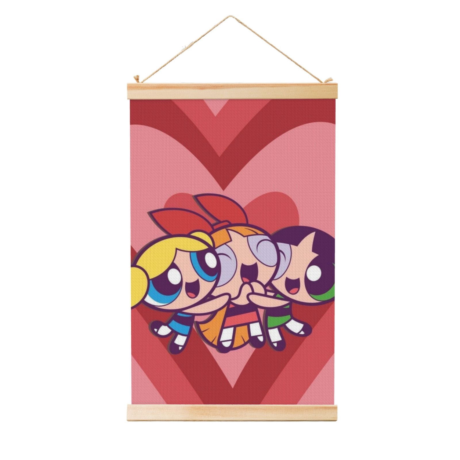 The Powerpuff Girls Wooden Shaft Hanging Poster Home Decor Poster Wall ...