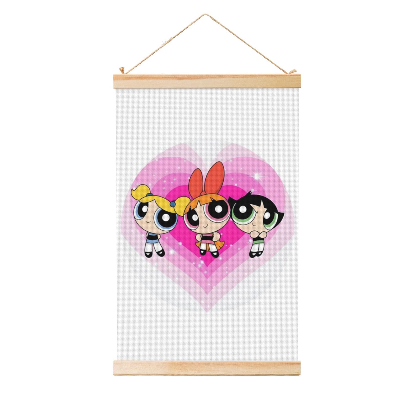 The Powerpuff Girls Wooden Shaft Hanging Poster Home Decor Poster Wall ...