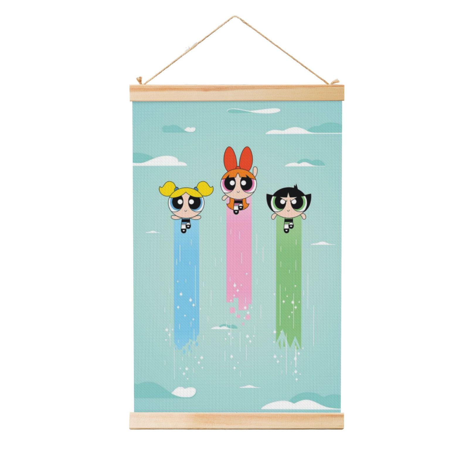 The Powerpuff Girls Wooden Shaft Hanging Poster Home Decor Poster Wall ...