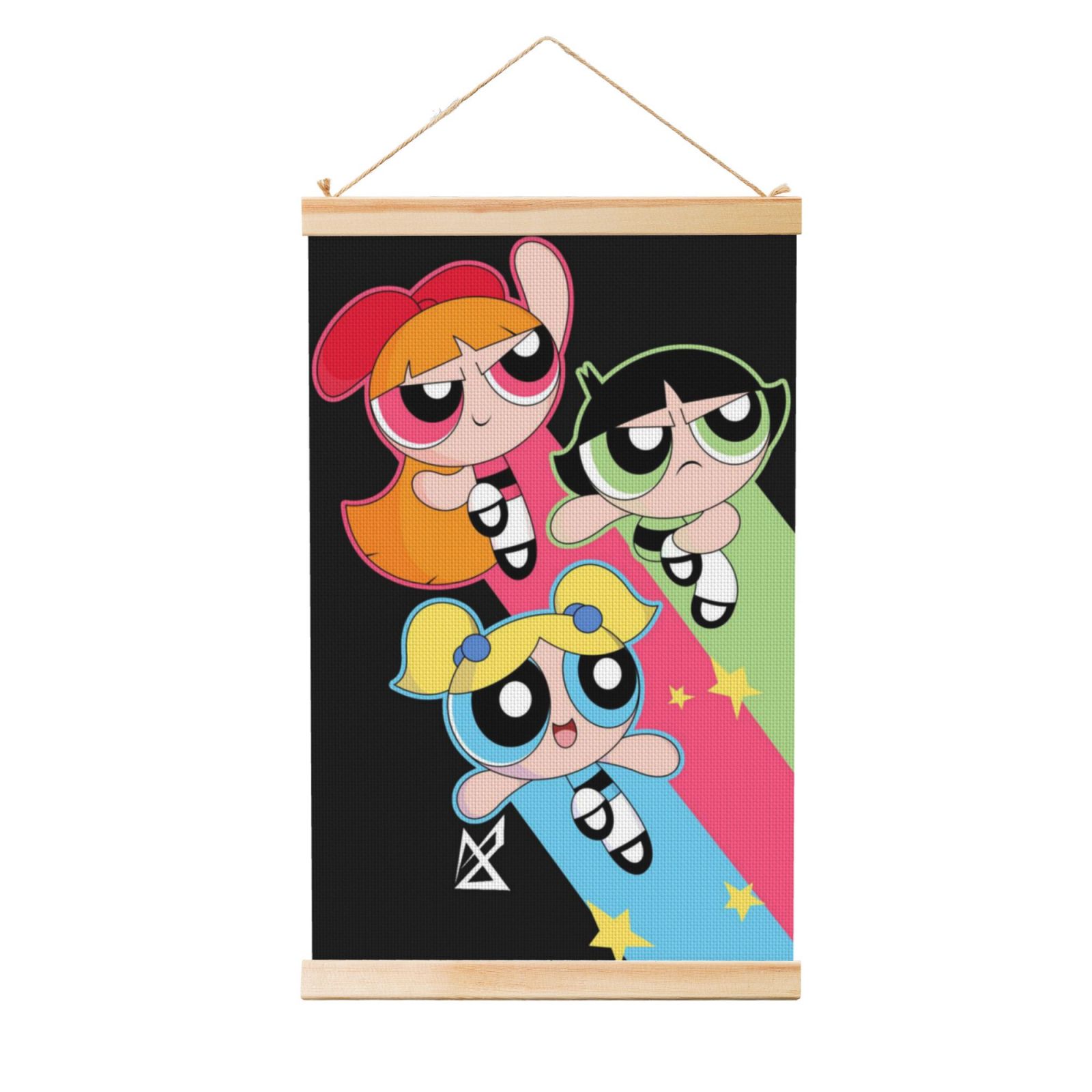 The Powerpuff Girls Wooden Shaft Hanging Poster Home Decor Poster Wall ...