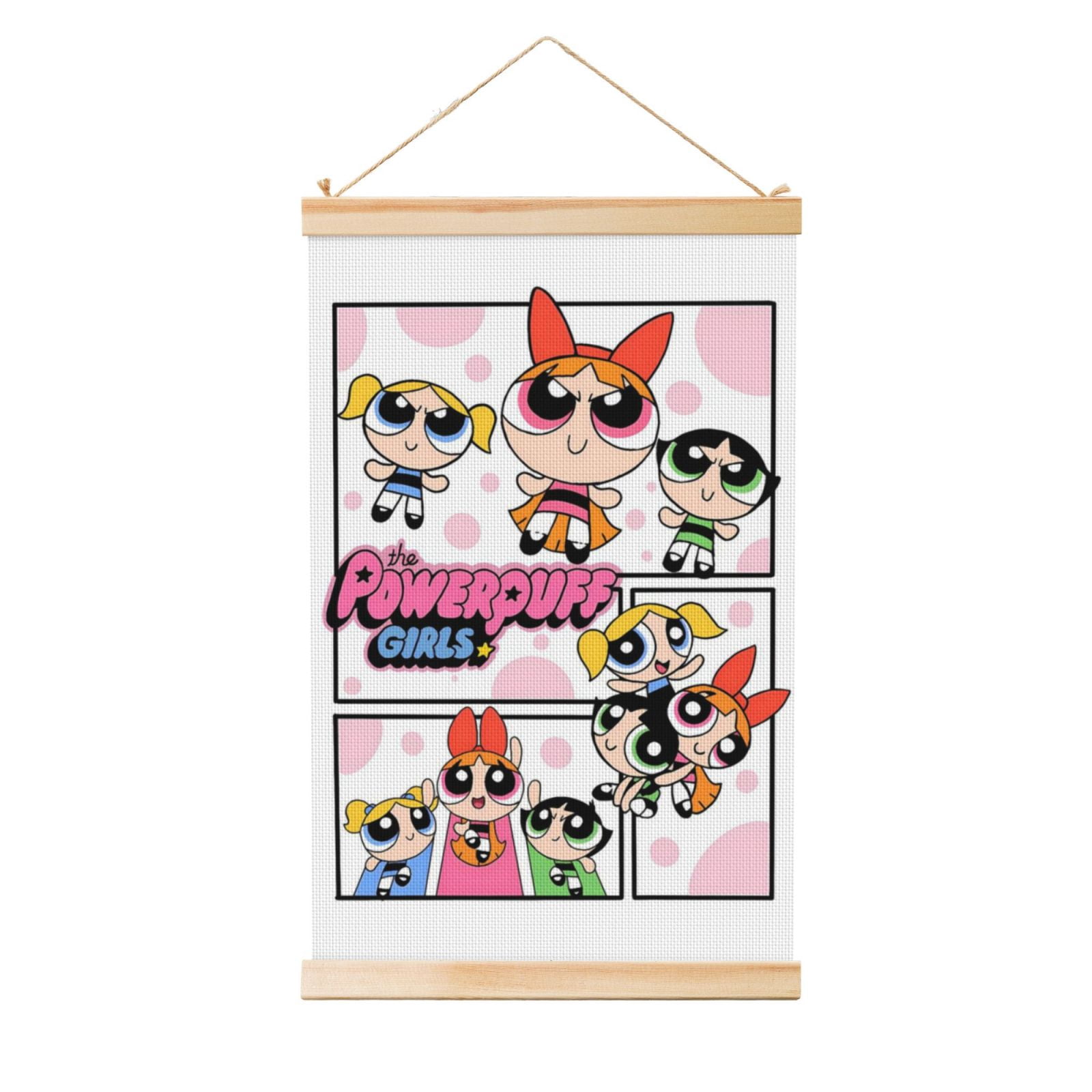 The Powerpuff Girls Wooden Shaft Hanging Poster Home Decor Poster Wall ...