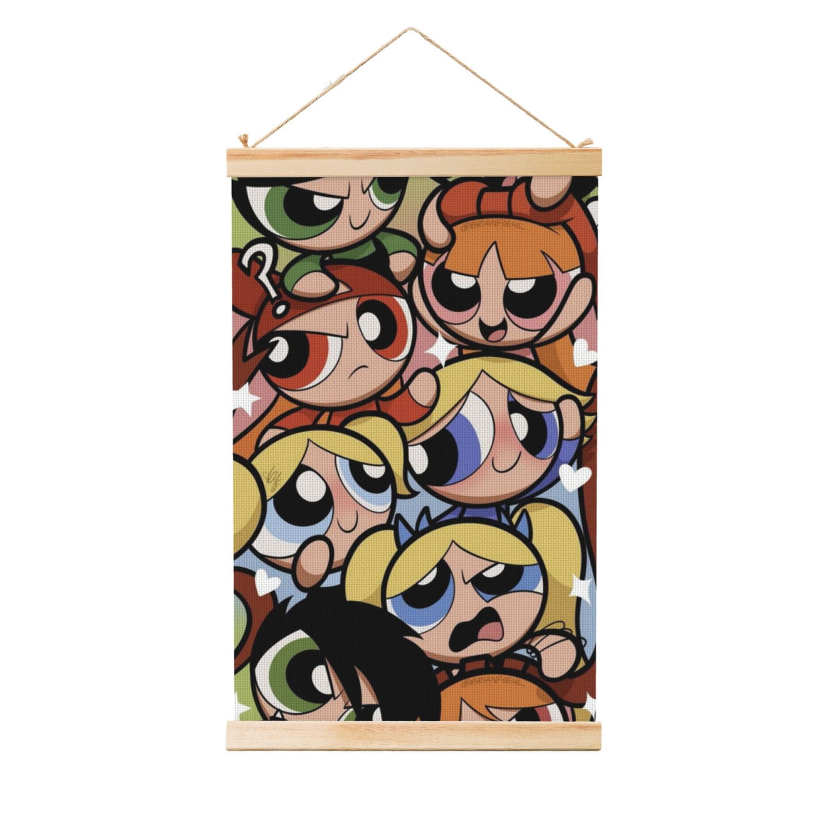 The Powerpuff Girls Wooden Shaft Hanging Poster Home Decor Poster Wall ...