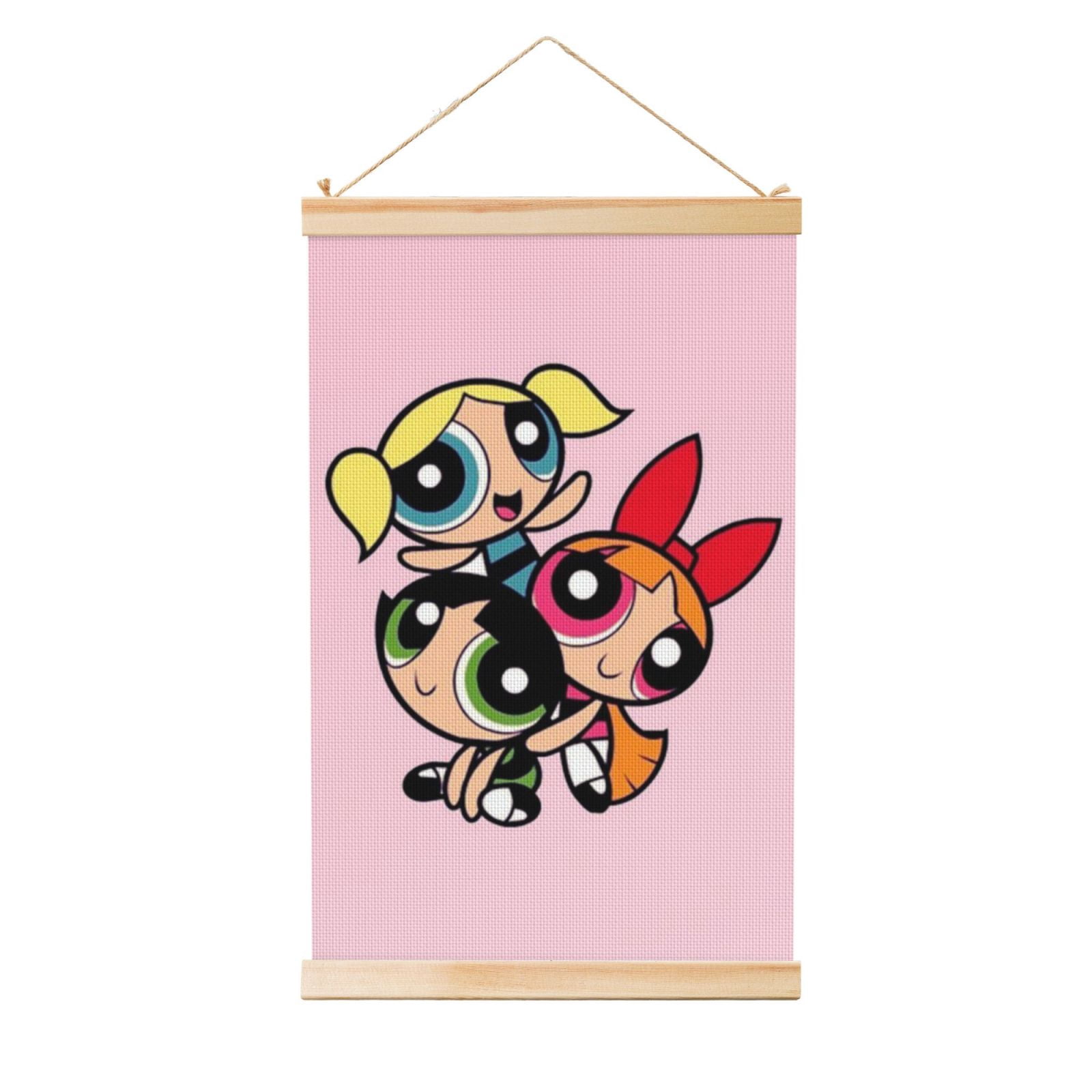 The Powerpuff Girls Wooden Shaft Hanging Poster Home Decor Poster Wall ...