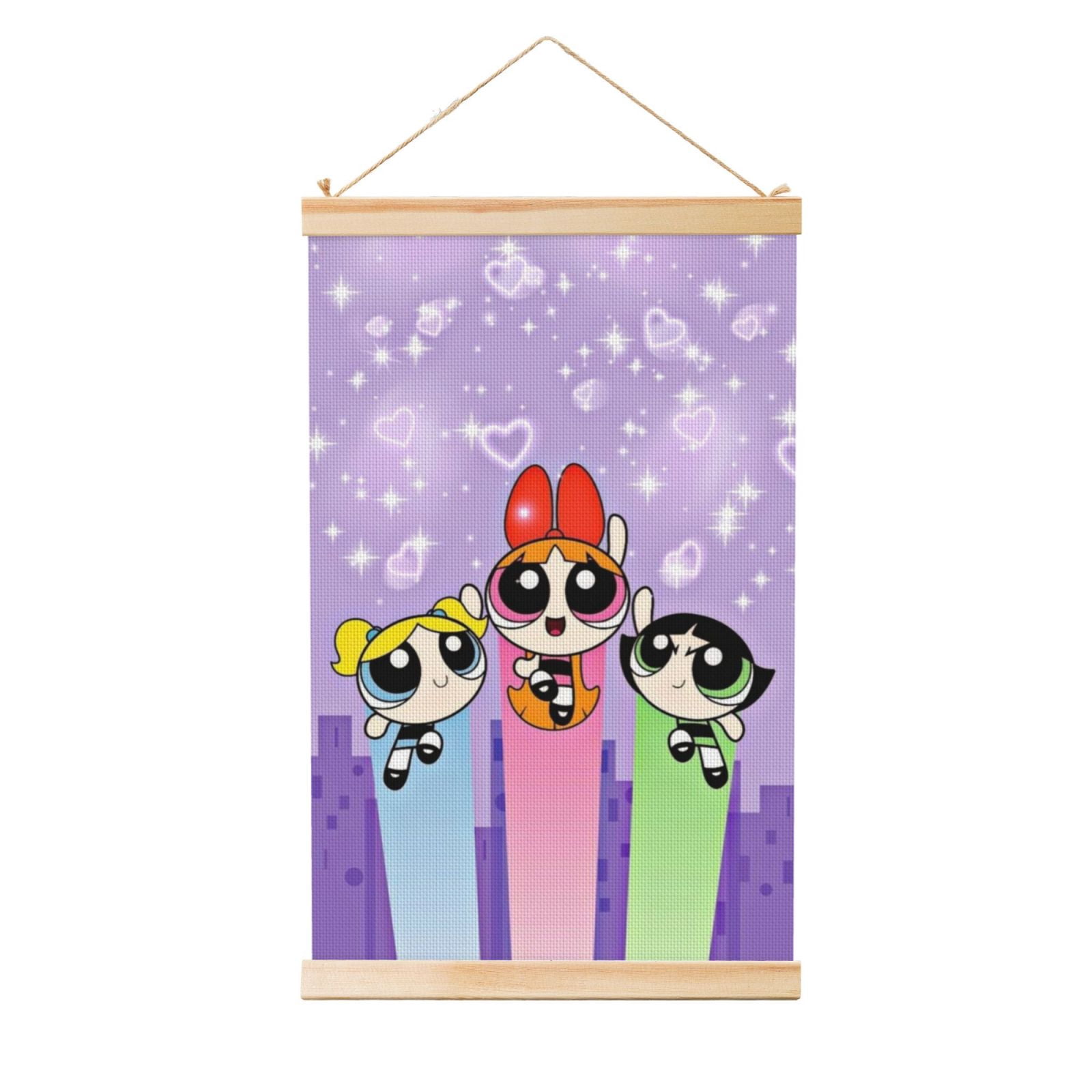 The Powerpuff Girls Wooden Shaft Hanging Poster Home Decor Poster Wall ...