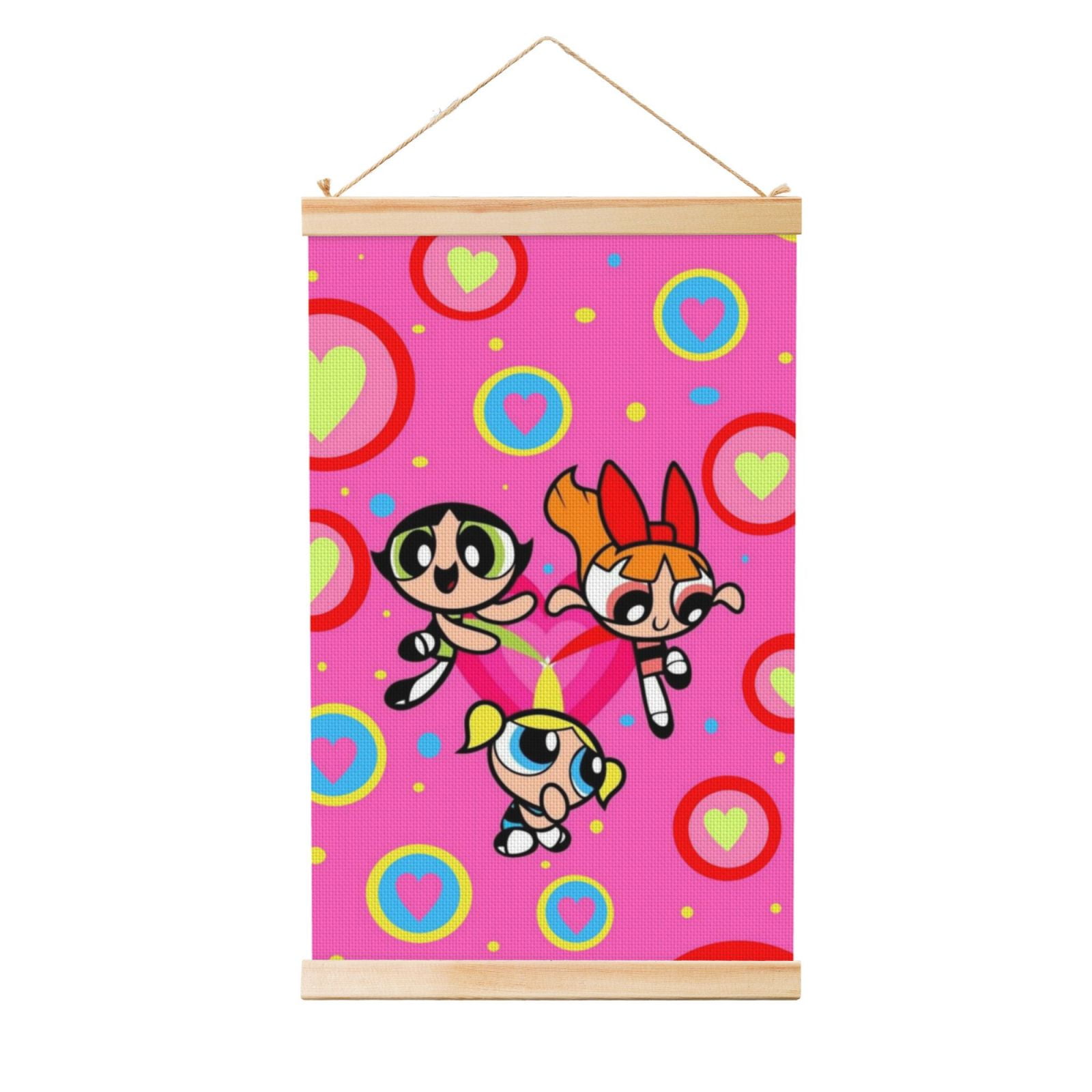 The Powerpuff Girls Wooden Shaft Hanging Poster Home Decor Poster Wall ...