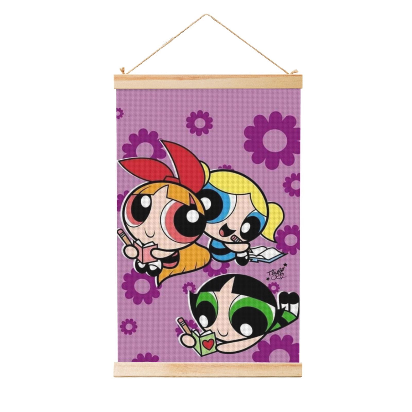 The Powerpuff Girls Wooden Shaft Hanging Poster Home Decor Poster Wall ...