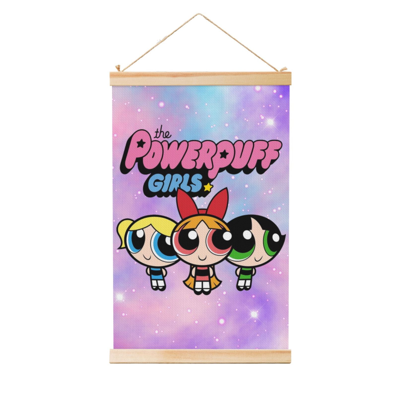 The Powerpuff Girls Wooden Shaft Hanging Poster Home Decor Poster Wall ...