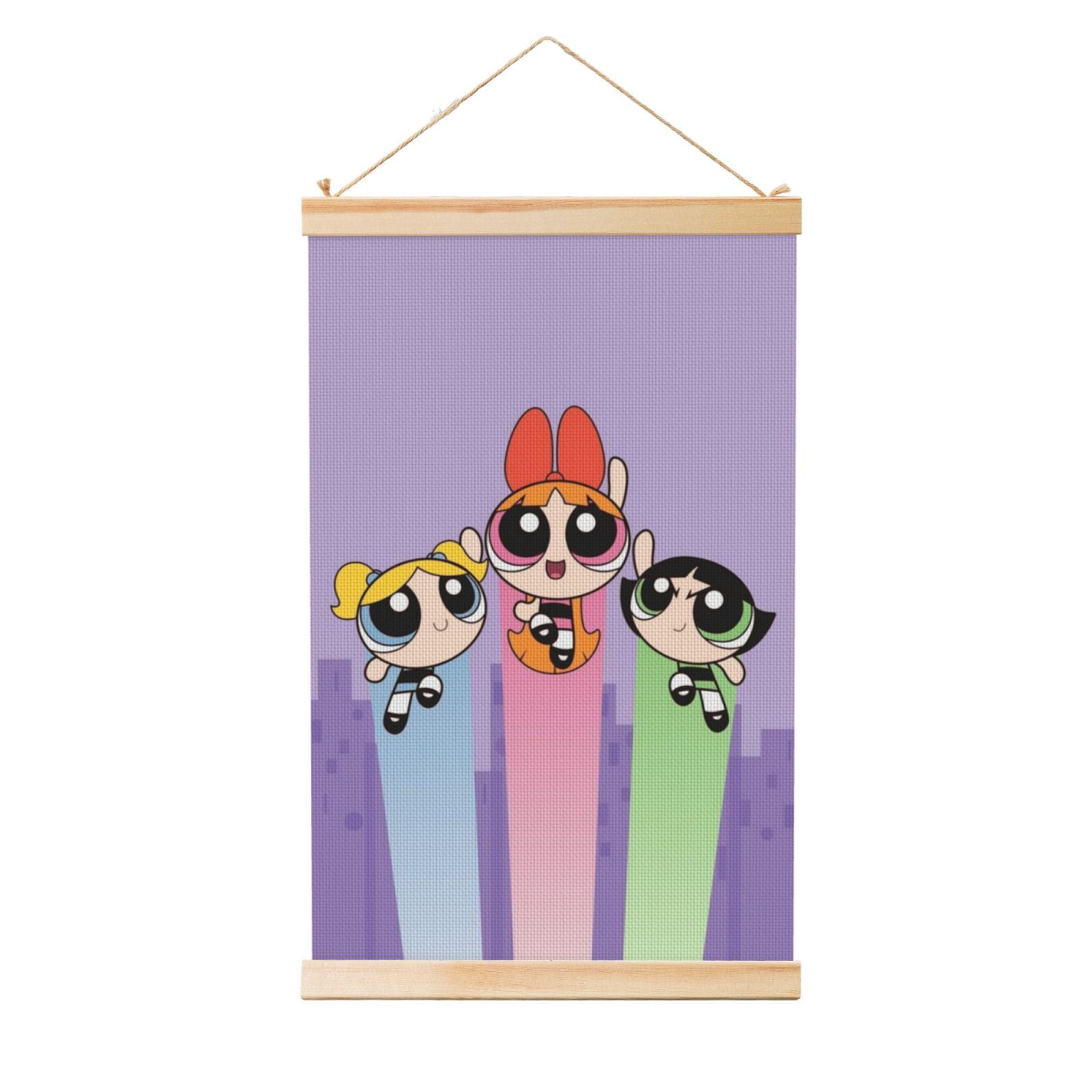 The Powerpuff Girls Wooden Shaft Hanging Poster Home Decor Poster Wall ...