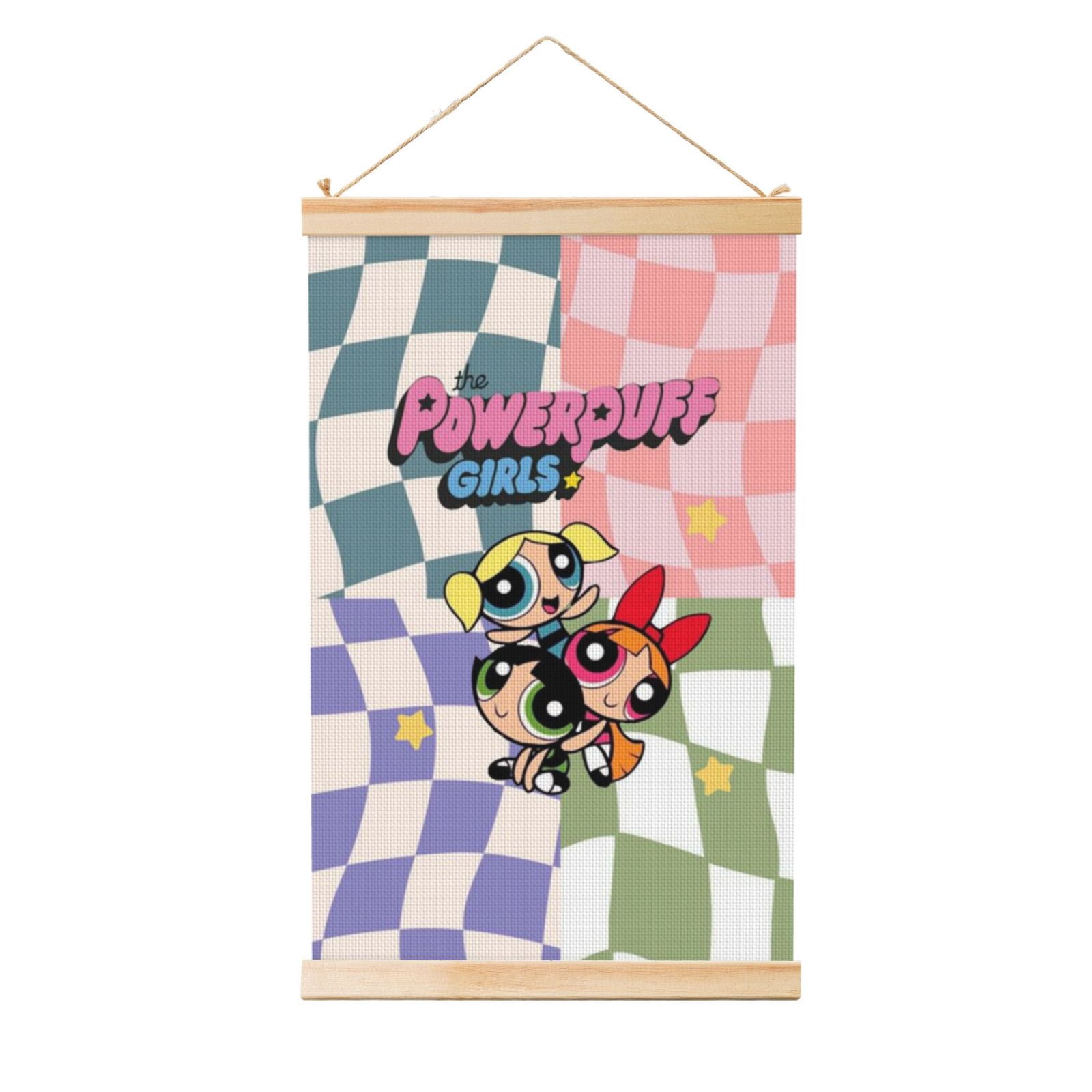 The Powerpuff Girls Wooden Shaft Hanging Poster Home Decor Poster Wall ...