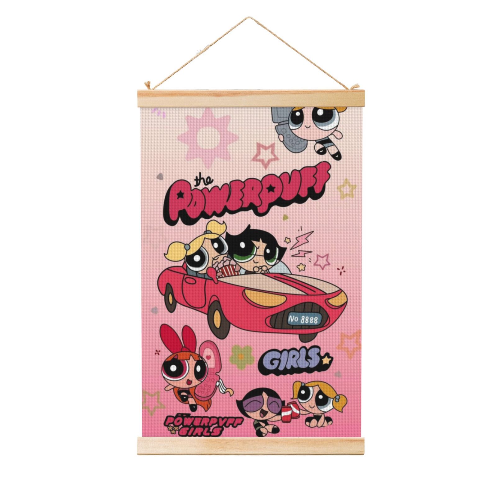 The Powerpuff Girls Wooden Shaft Hanging Poster Home Decor Poster Wall ...