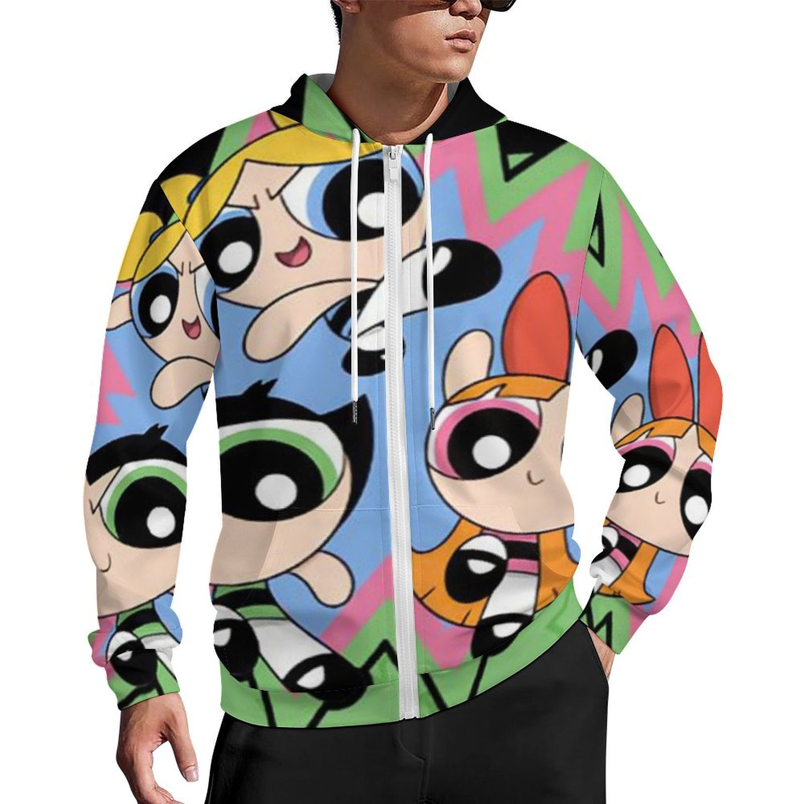 The Powerpuff Girls Zip Up Hoodies Unisex Realistic 3D Print Sweatshirt ...