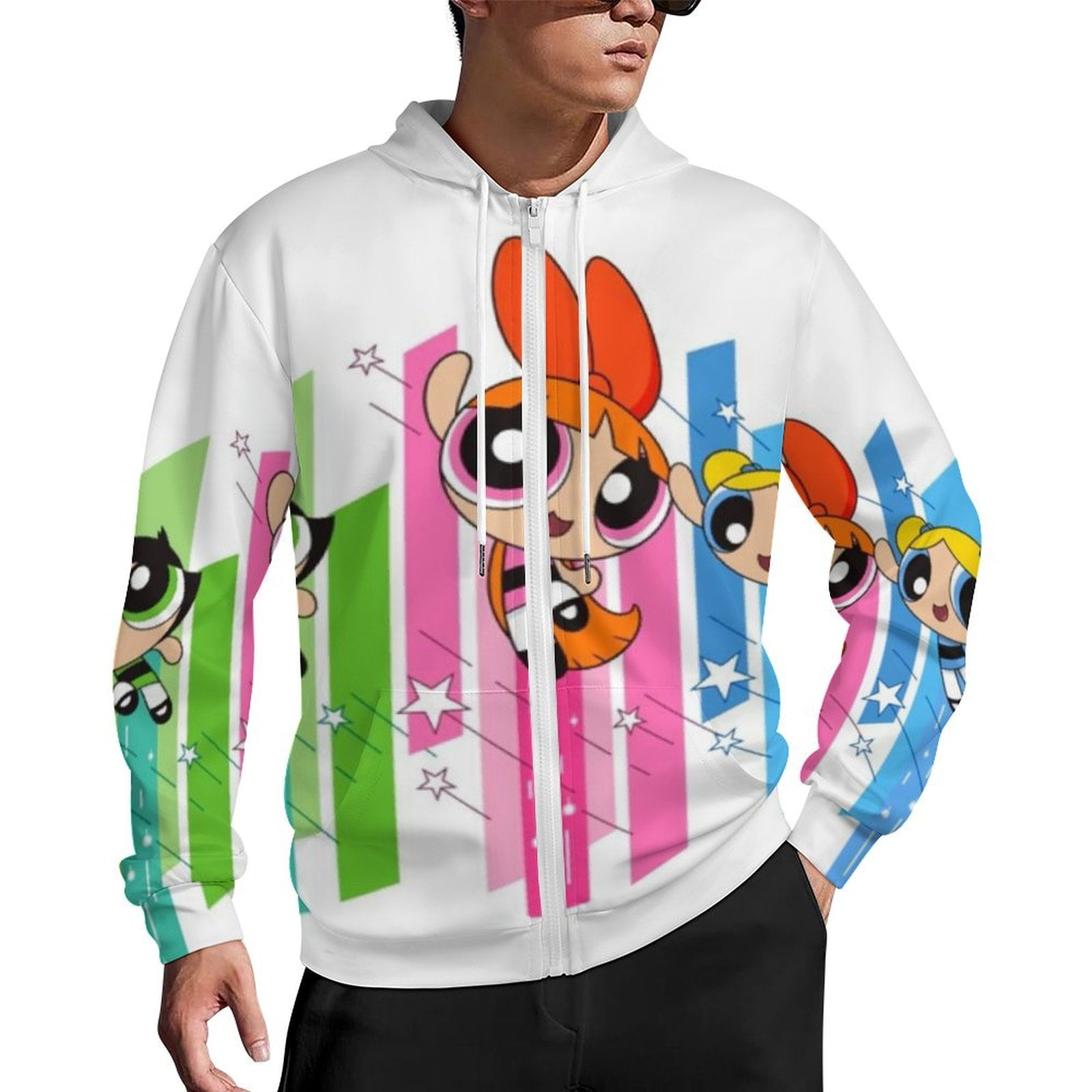 The Powerpuff Girls Zip Up Hoodies Unisex Realistic 3D Print Sweatshirt ...