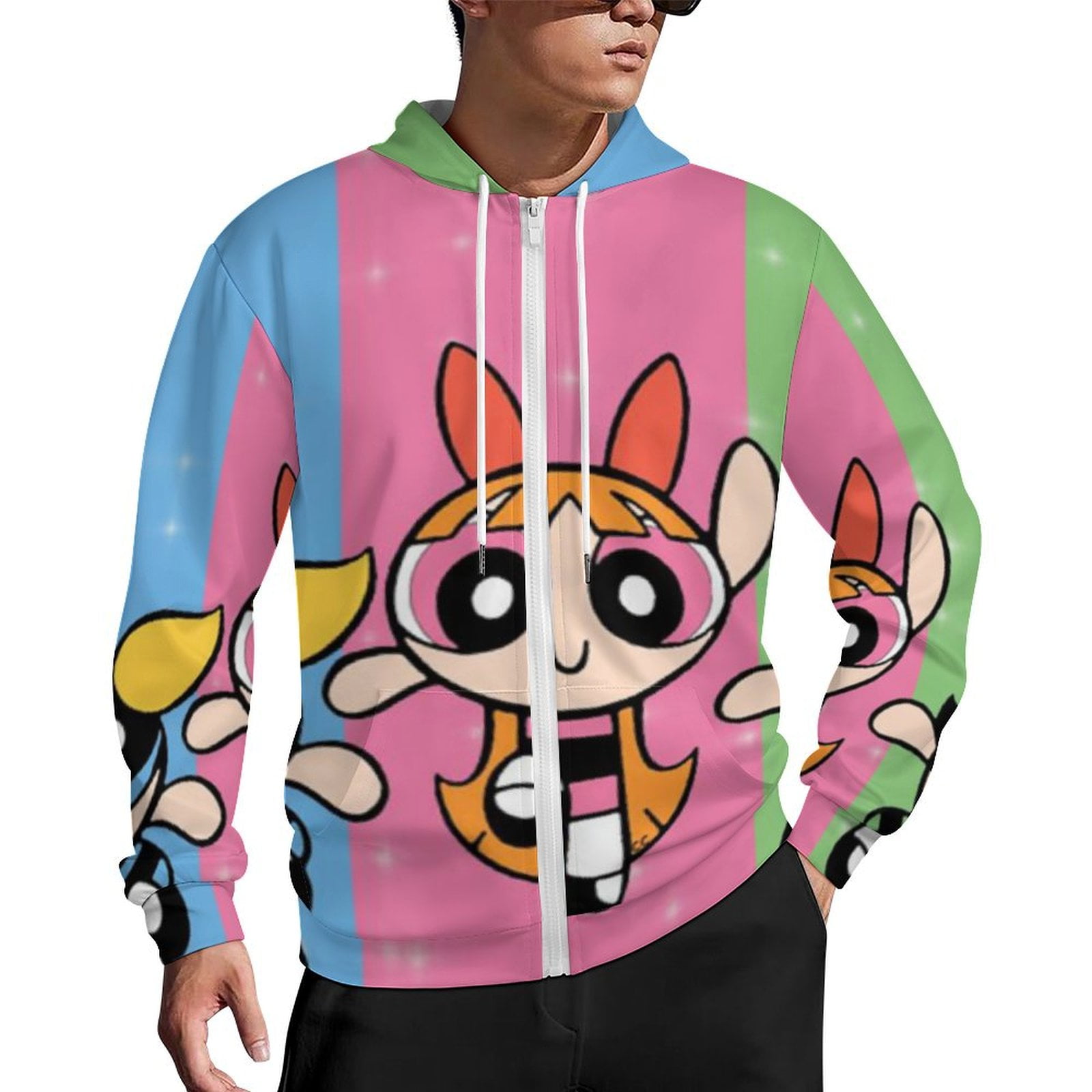 The Powerpuff Girls Zip Up Hoodies Unisex Realistic 3D Print Sweatshirt ...