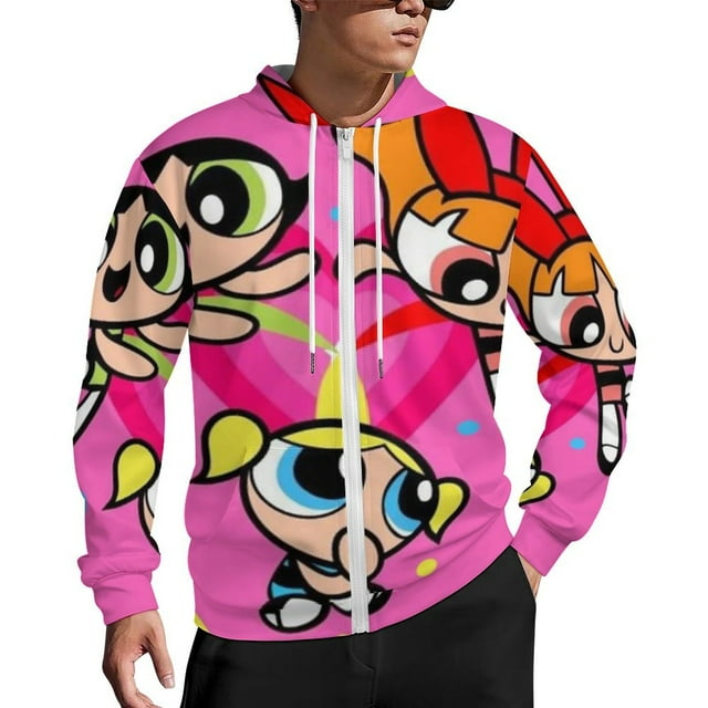 The Powerpuff Girls Zip Up Hoodies Unisex Realistic 3D Print Sweatshirt ...