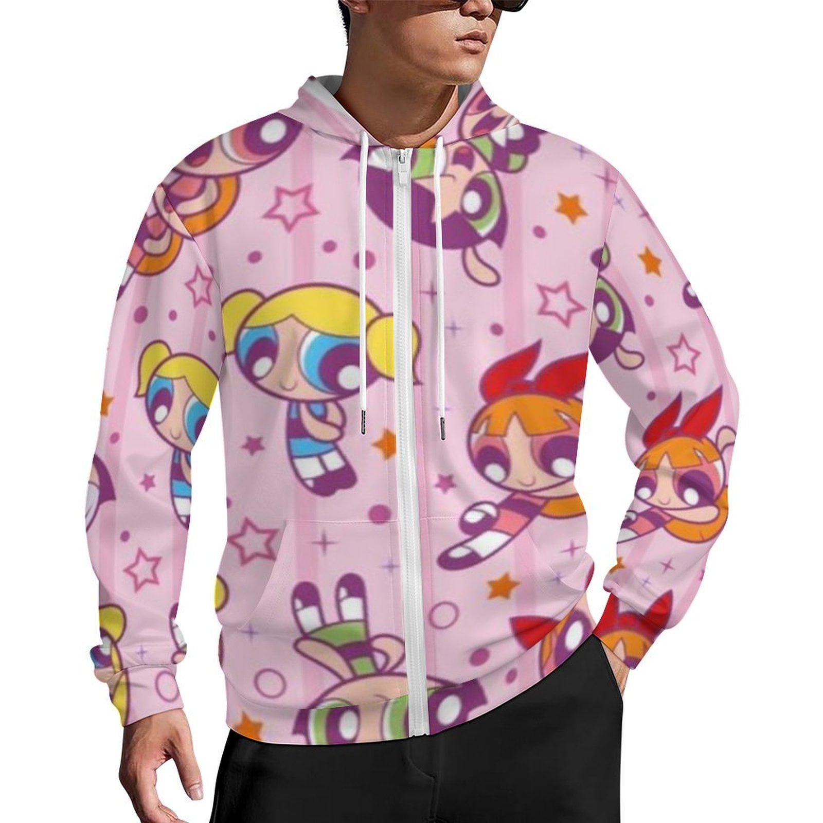 The Powerpuff Girls Zip Up Hoodies Unisex Realistic 3D Print Sweatshirt ...
