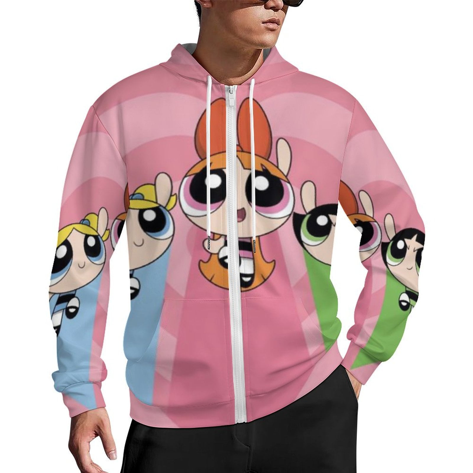 The Powerpuff Girls Zip Up Hoodies Unisex Realistic 3D Print Sweatshirt ...