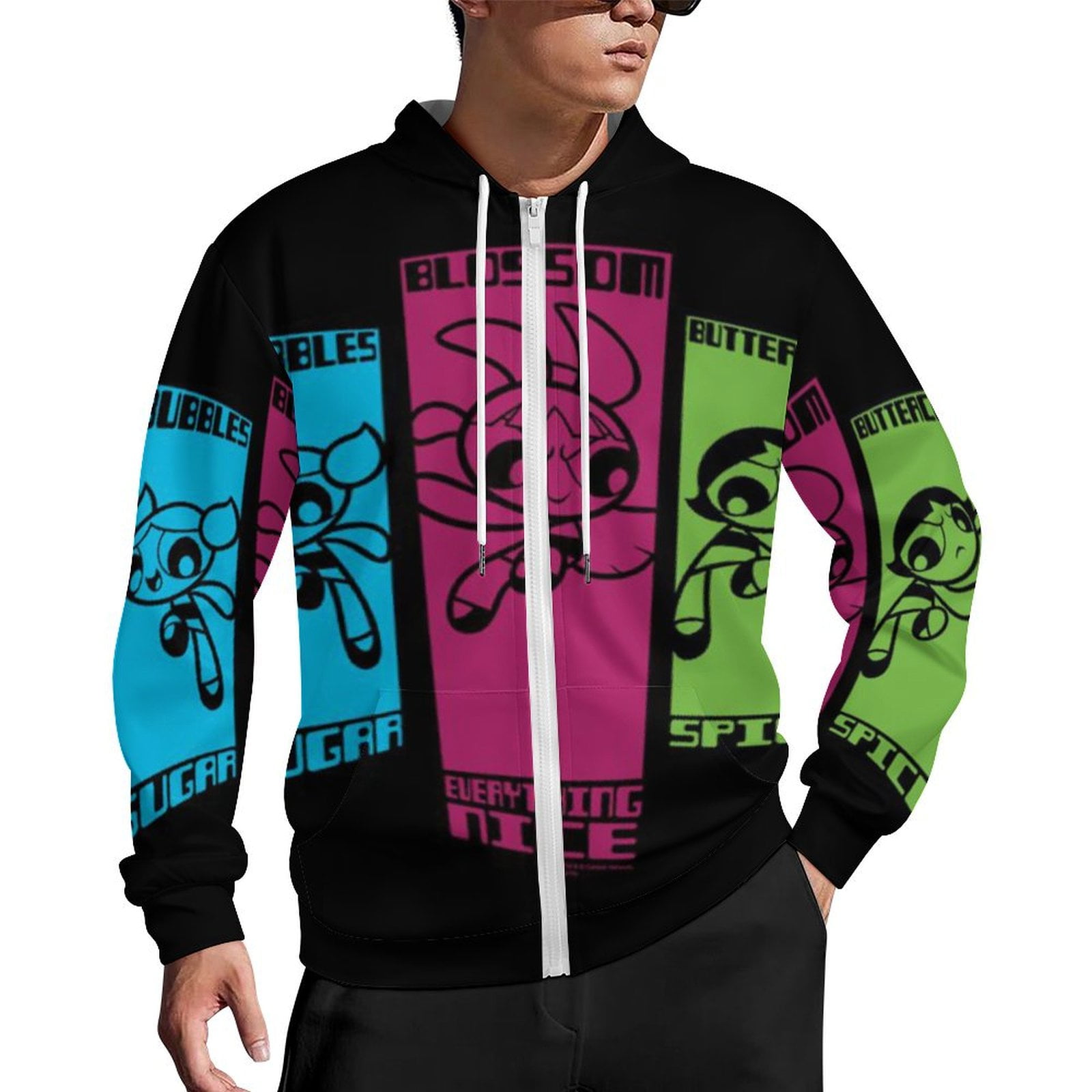 The Powerpuff Girls Zip Up Hoodies Unisex Realistic 3D Print Sweatshirt ...