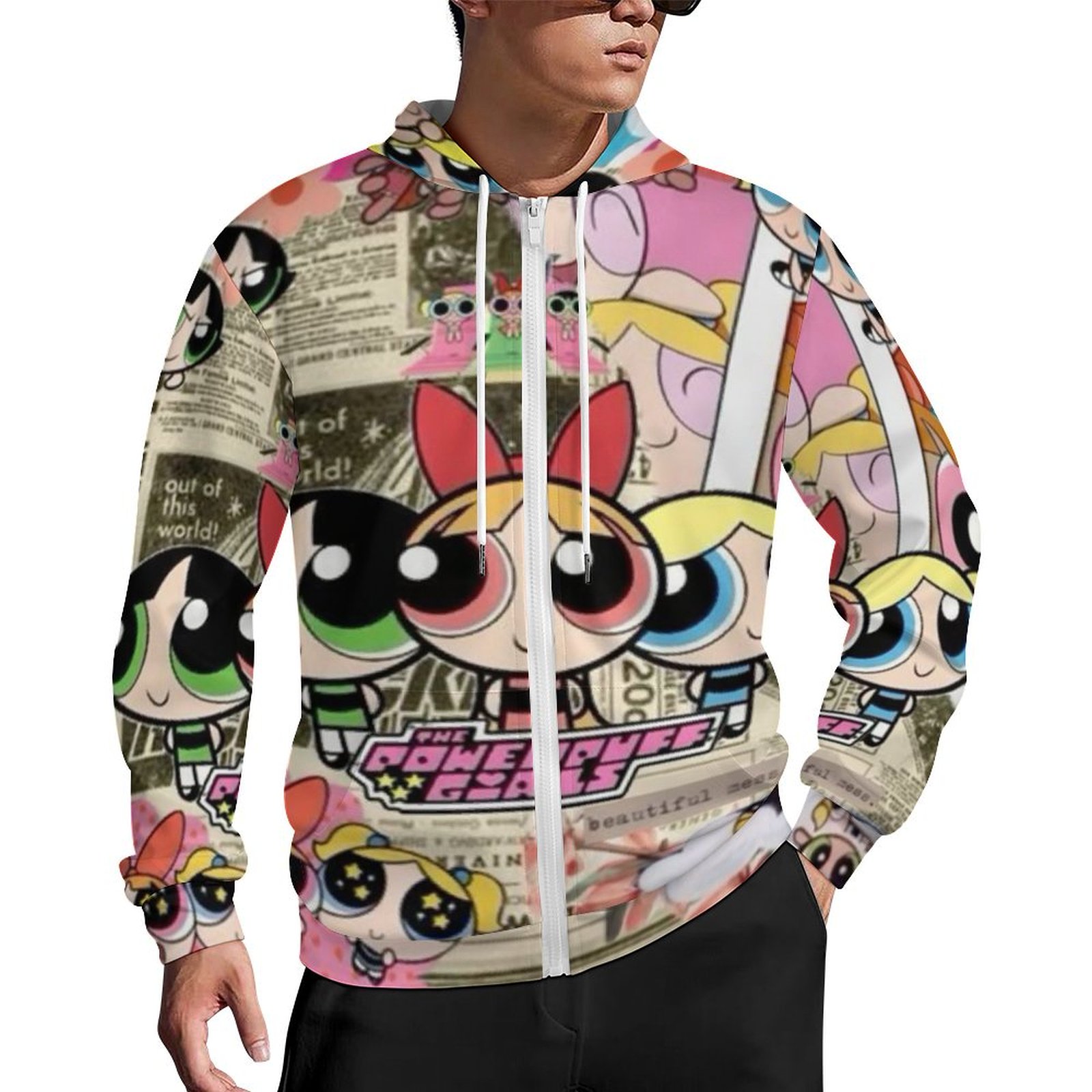 The Powerpuff Girls Zip Up Hoodies Unisex Realistic 3D Print Sweatshirt ...