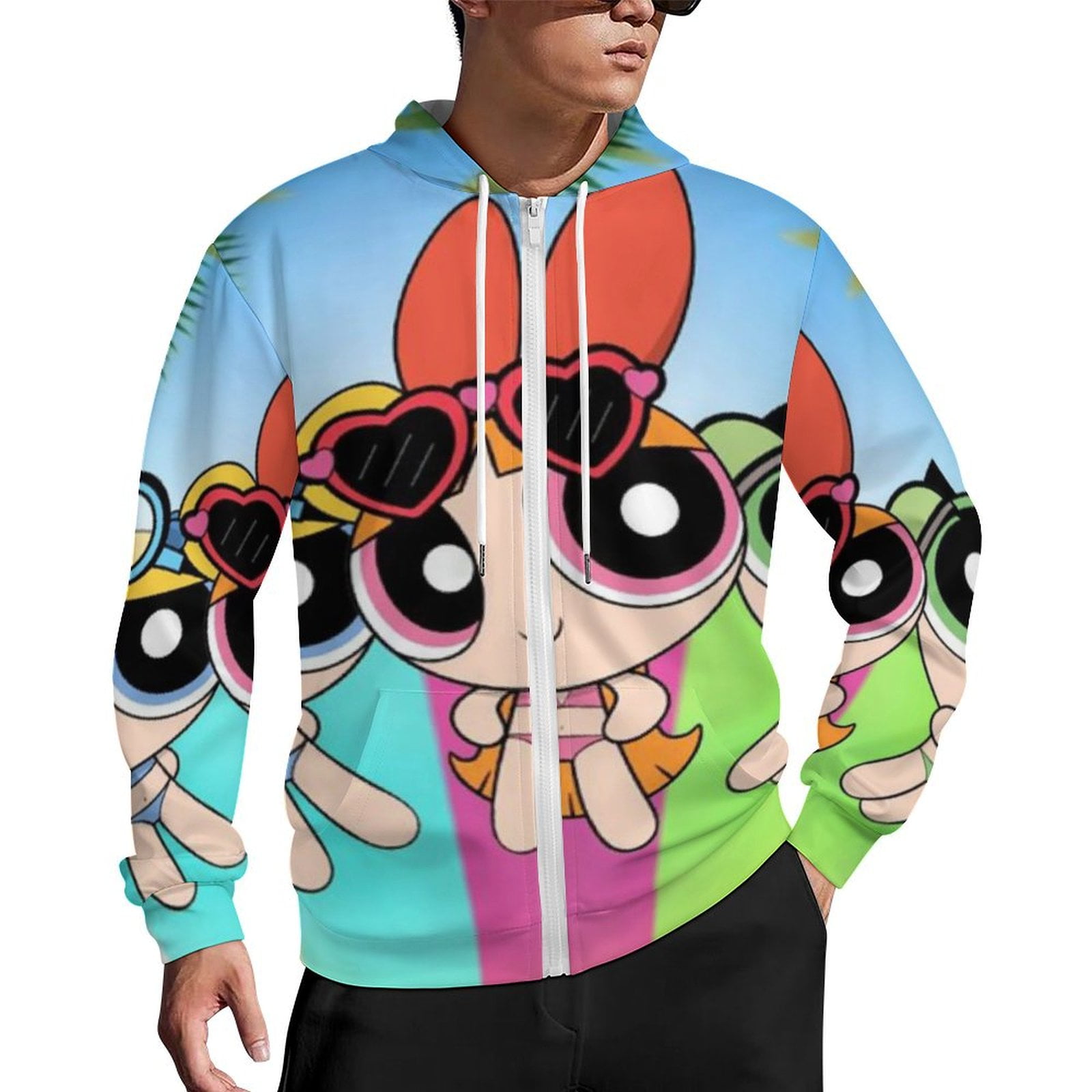 The Powerpuff Girls Zip Up Hoodies Unisex Realistic 3D Print Sweatshirt ...