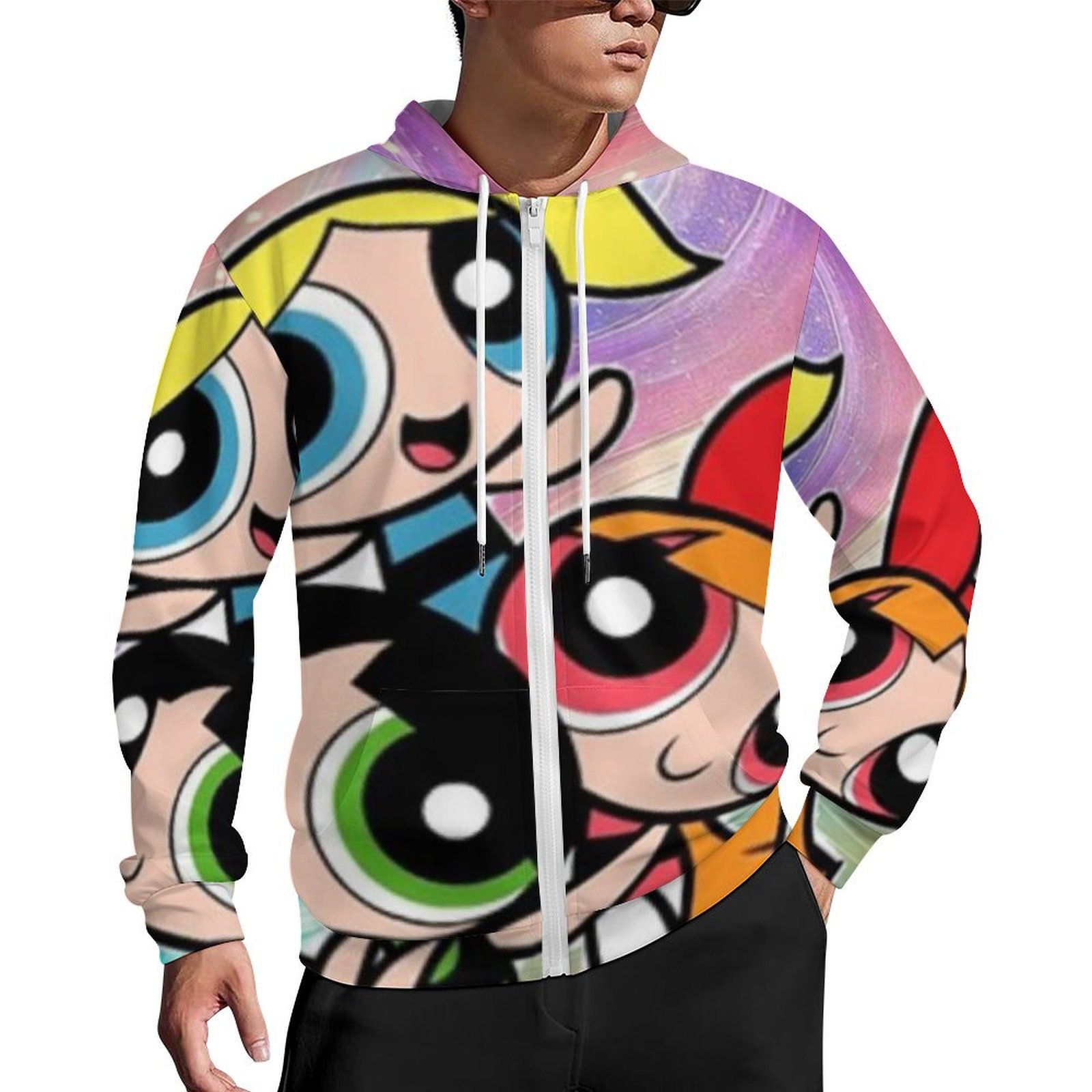 The Powerpuff Girls Zip Up Hoodies Unisex Realistic 3D Print Sweatshirt ...