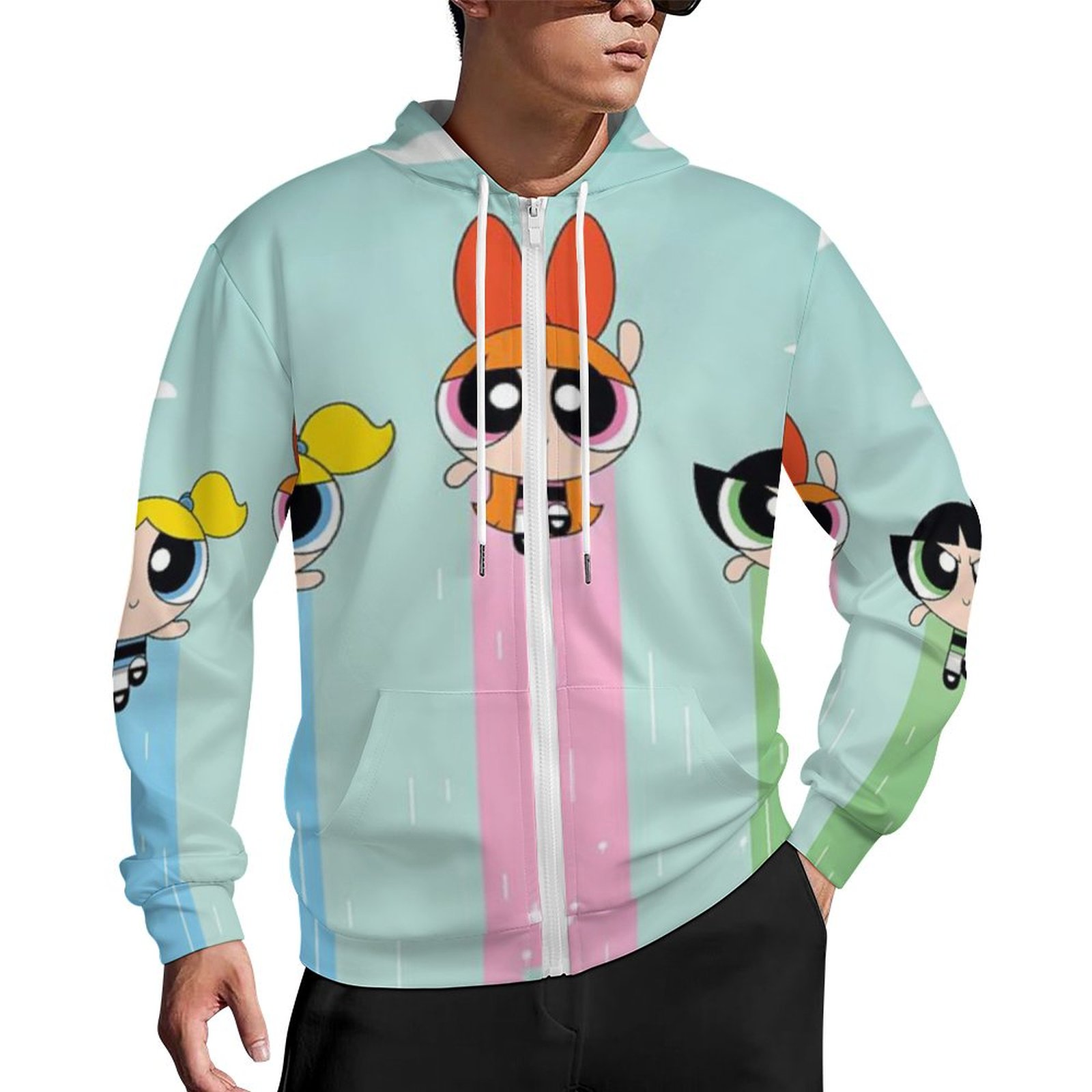 The Powerpuff Girls Zip Up Hoodies Unisex Realistic 3D Print Sweatshirt ...