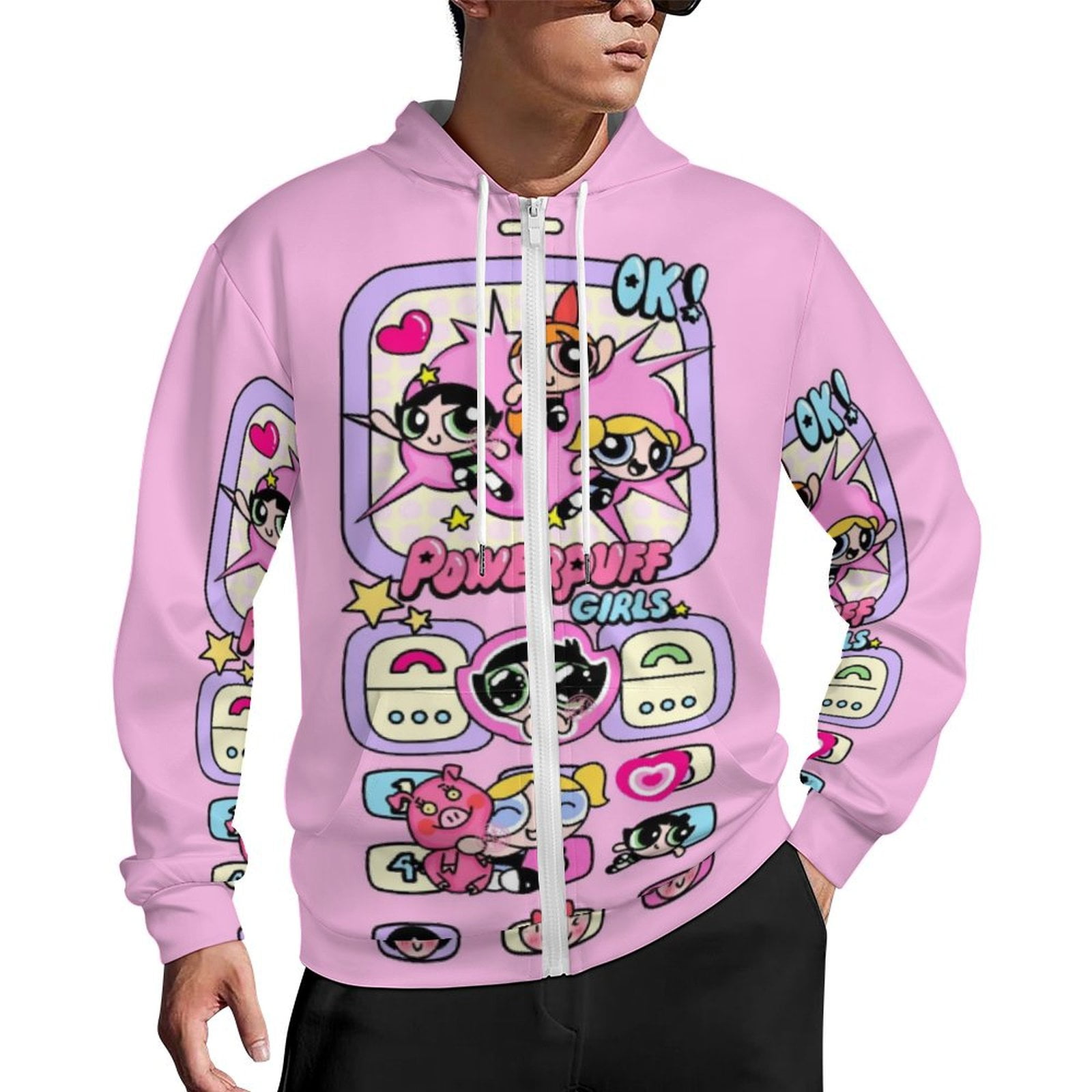 The Powerpuff Girls Zip Up Hoodies Unisex Realistic 3D Print Sweatshirt ...