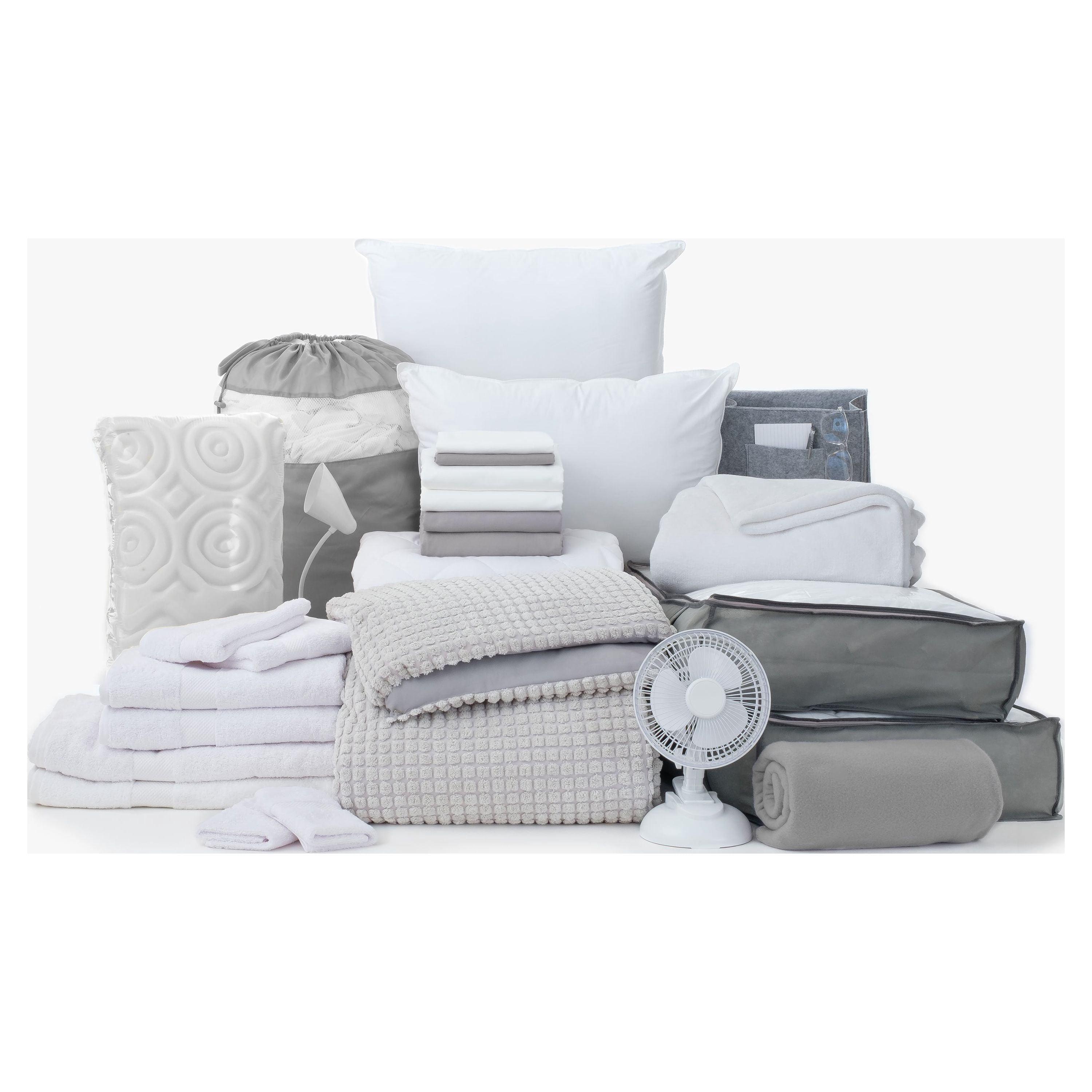 The Preferred Dorm Essentials Value Pack in Jackie Gray, 23-Piece Twin ...