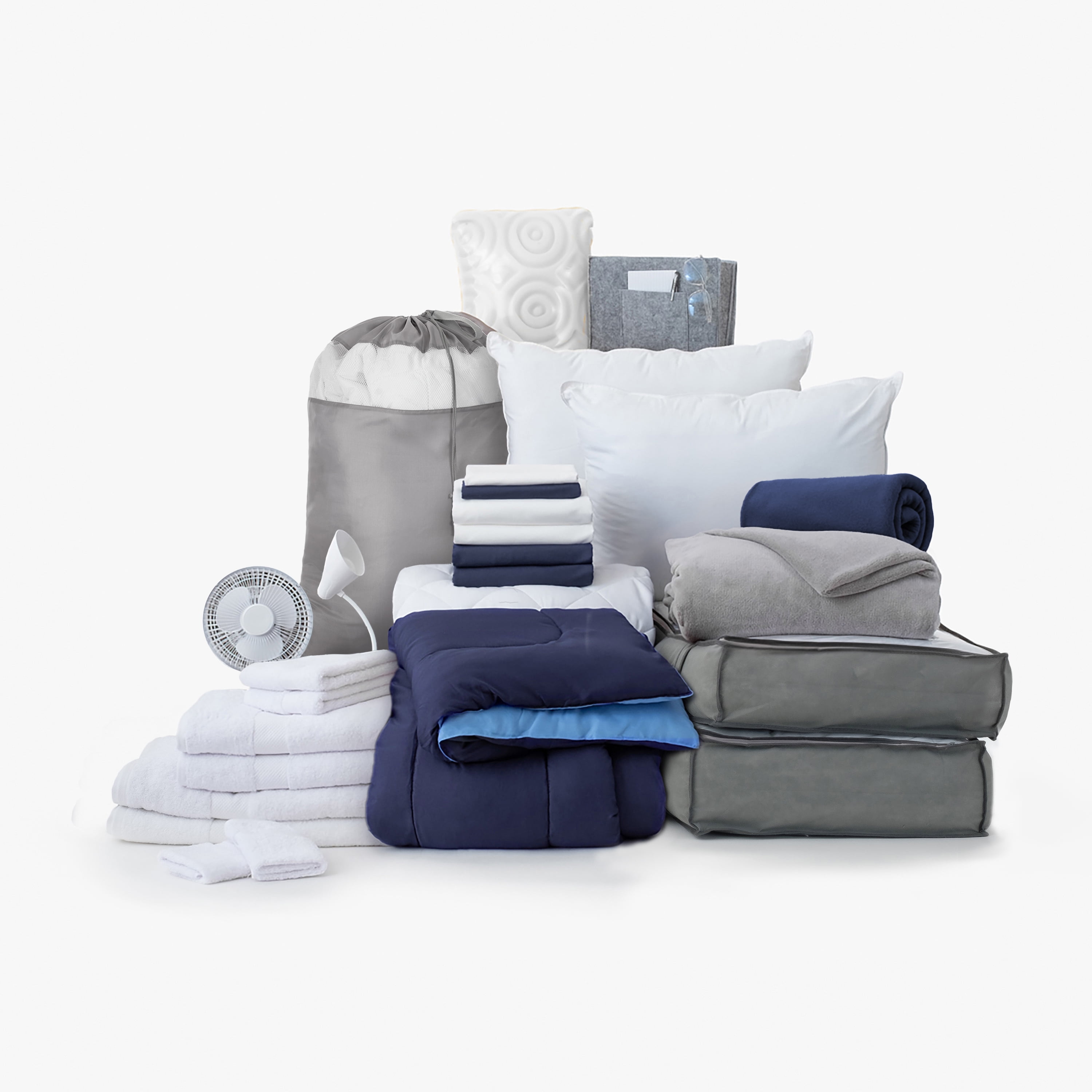 The Premium Dorm Essentials Value Pack in Nate Blue and Navy, 27-Piece ...