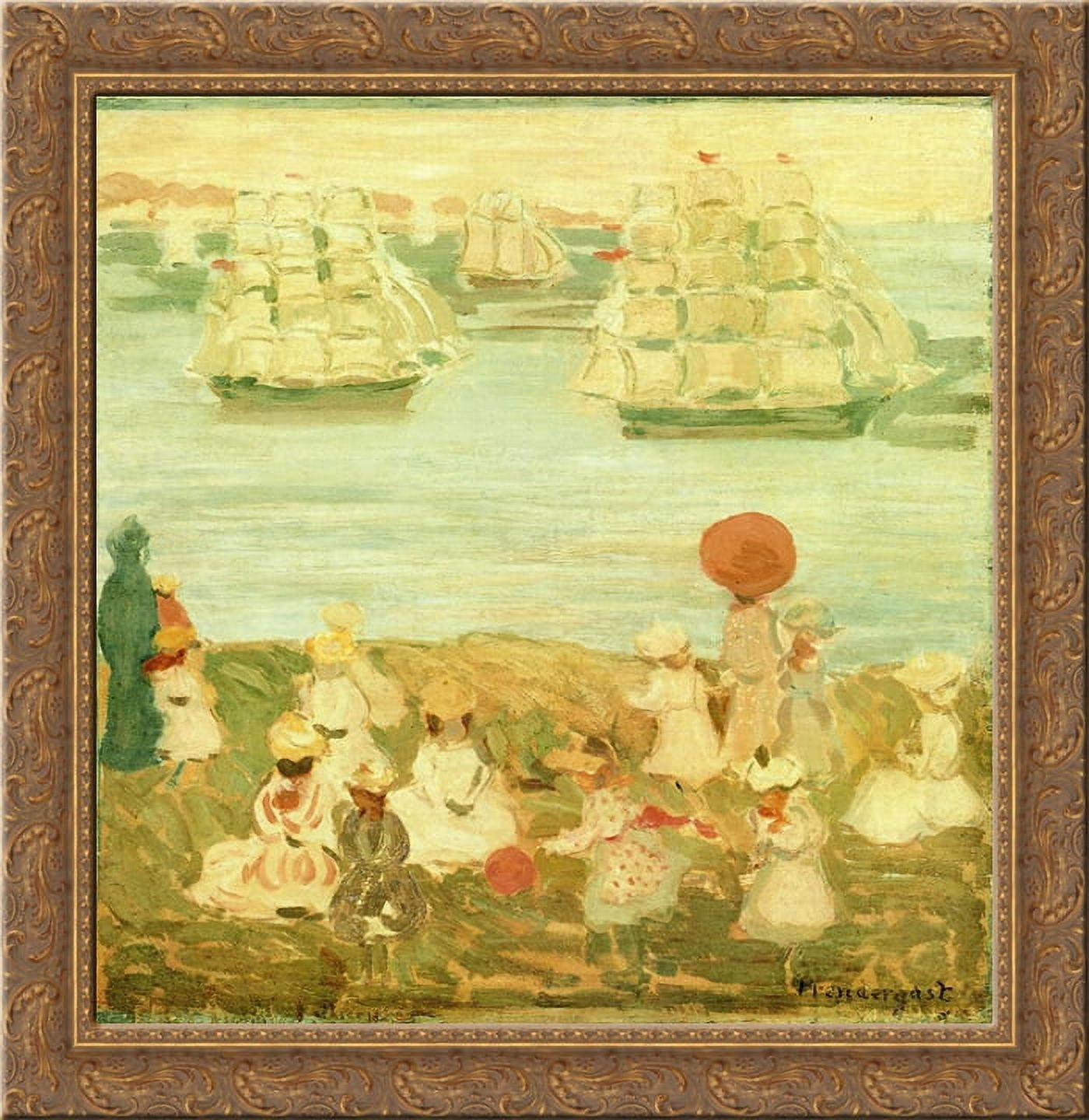 The Pretty Ships (also known as As the Ships Go By) 20x20 Gold Ornate ...