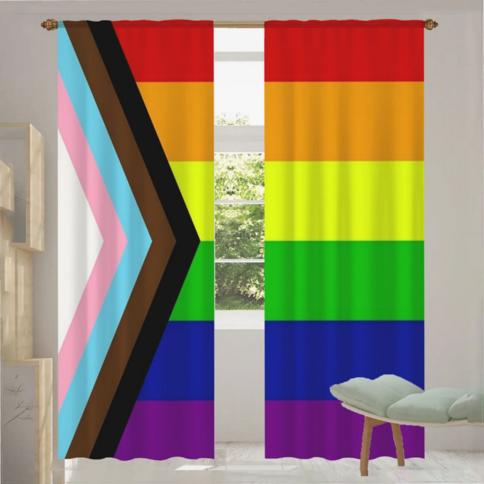 The Progress Pride Flag All The Colours Of The Rainbow Window Tulle ...