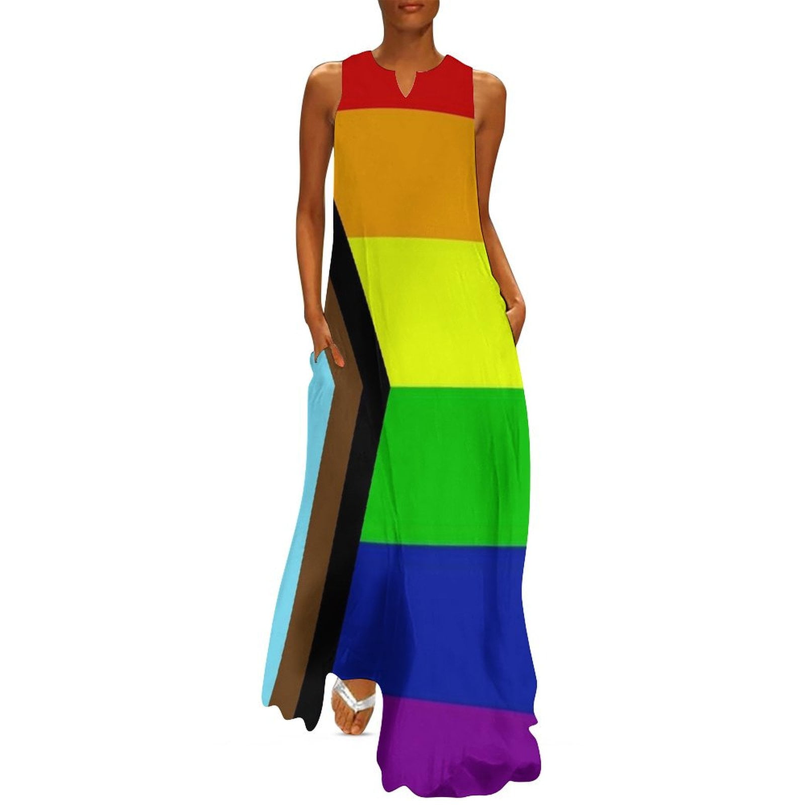 The Progress Pride Flag All The Colours of The Rainbow Long Dress ...