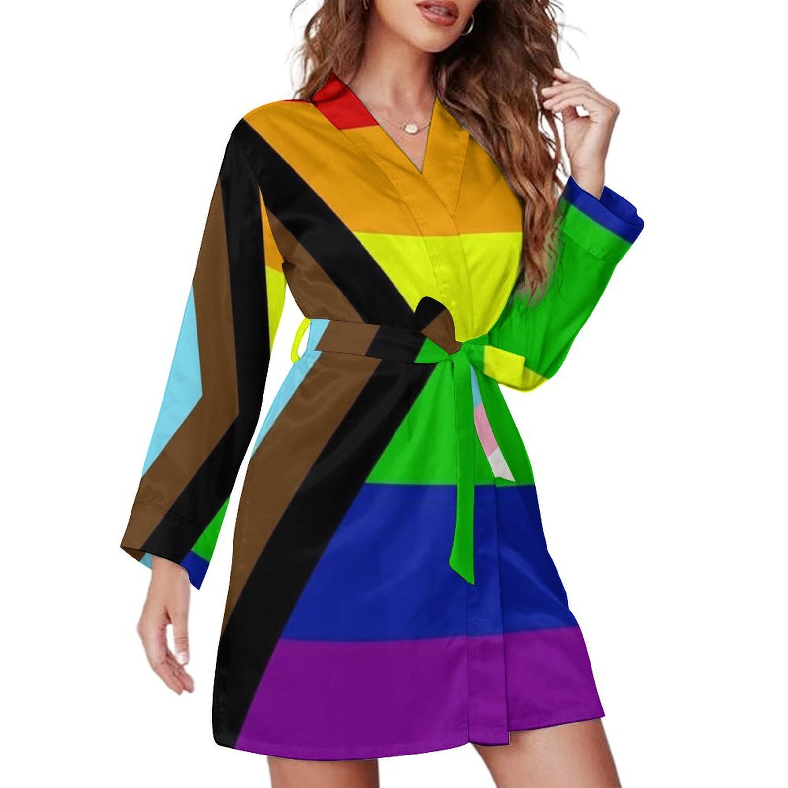 The Progress Pride Flag All The Colours of The Rainbow Night Robe Long ...