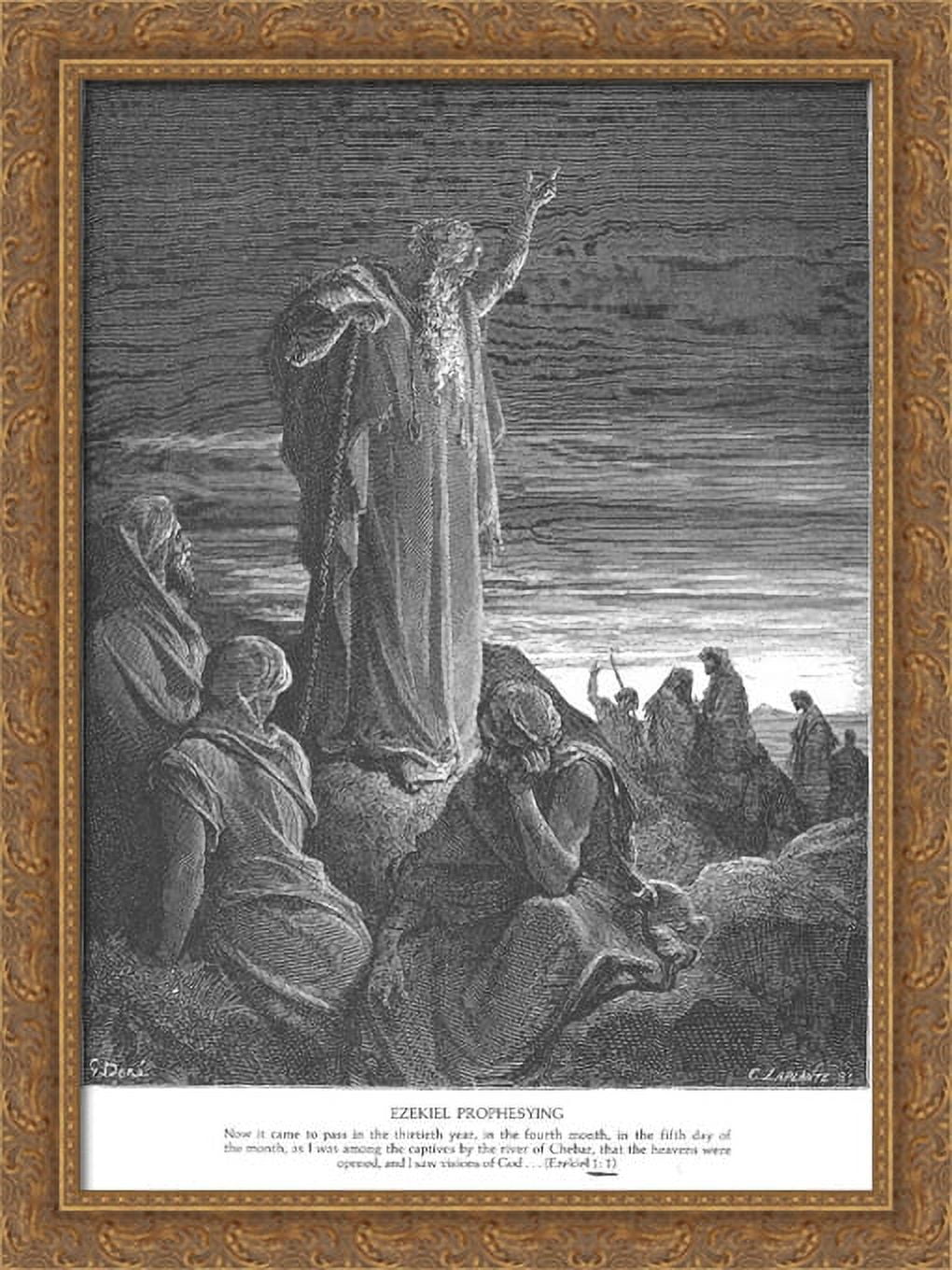 The Prophet Ezekiel 28x36 Large Gold Ornate Wood Framed Canvas Art by ...