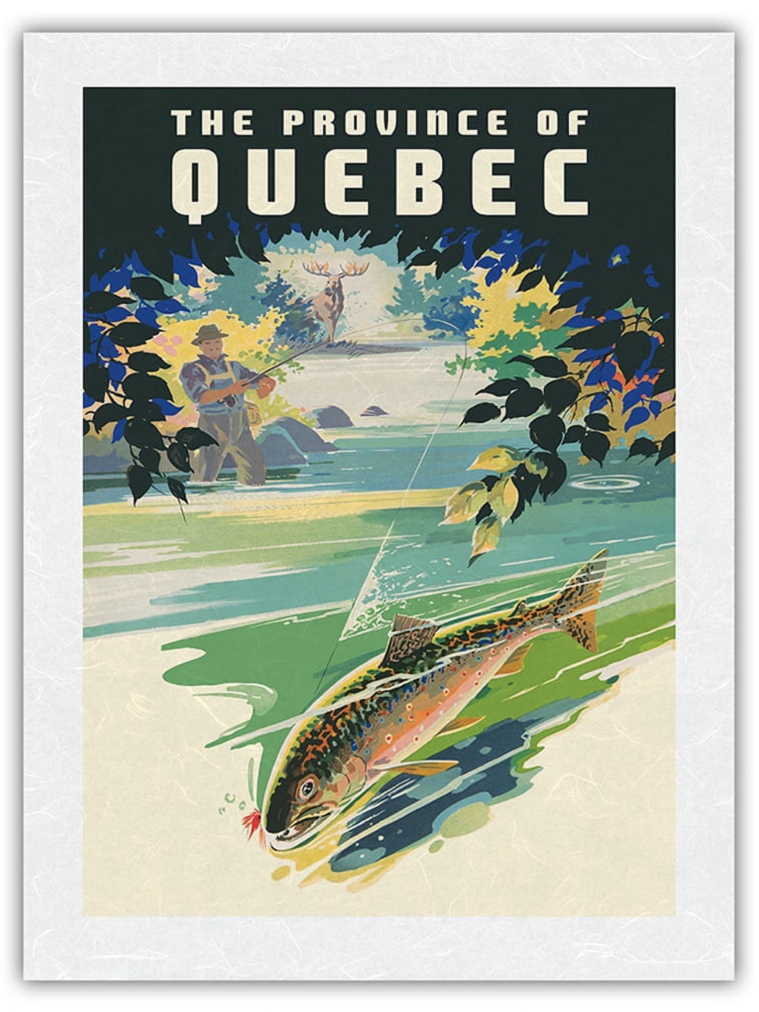 The Province of Québec - Trout Fishing - Vintage Travel Poster c.1930 ...