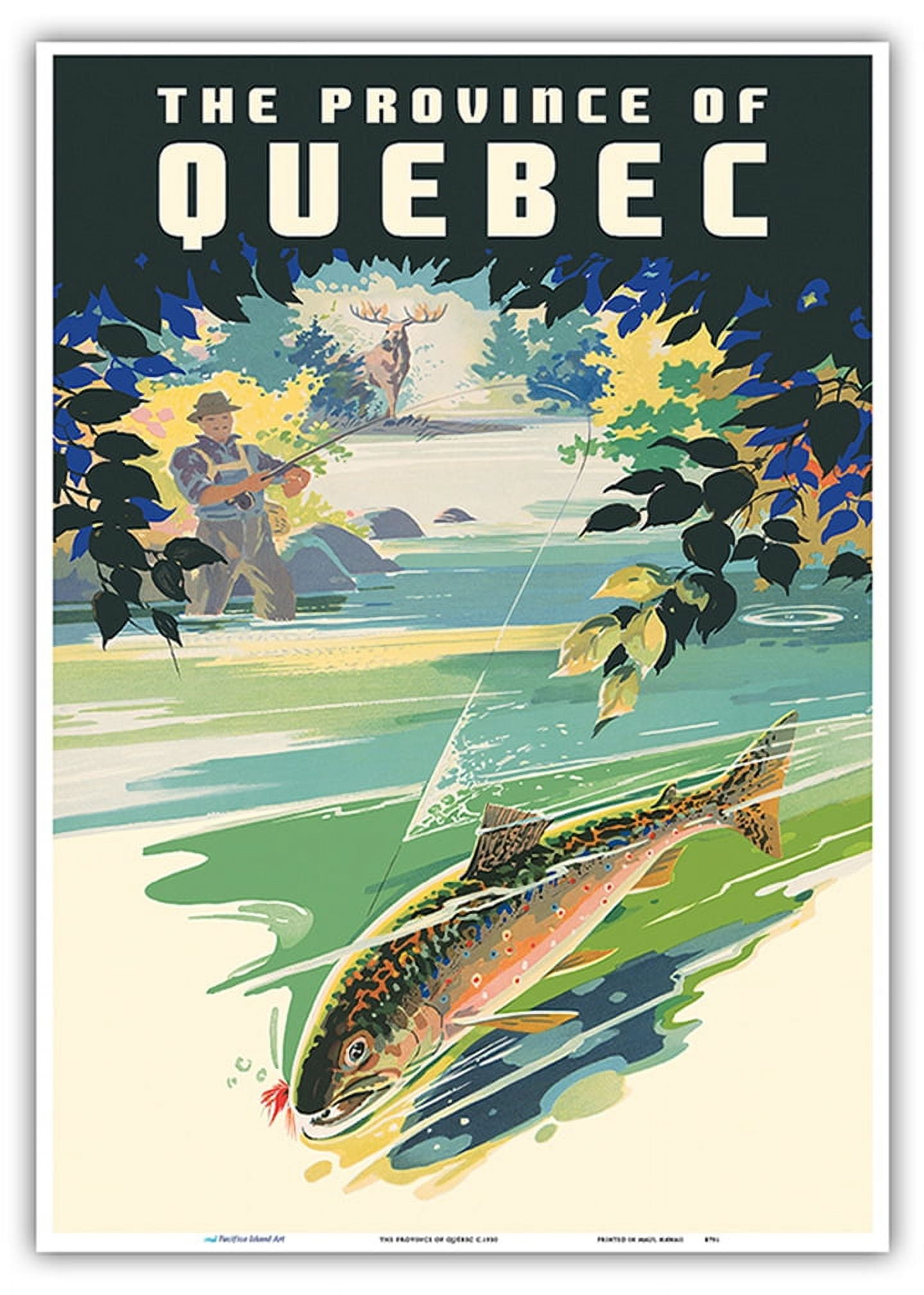 The Province of Québec - Trout Fishing - Vintage Travel Poster c.1930 ...
