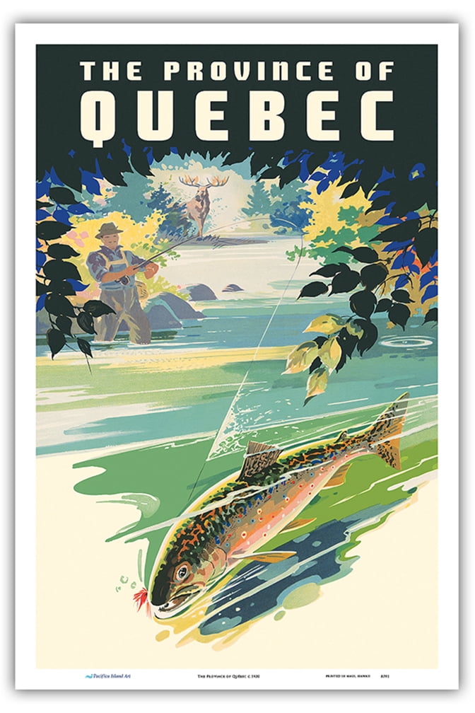The Province of Québec - Trout Fishing - Vintage Travel Poster c.1930 ...