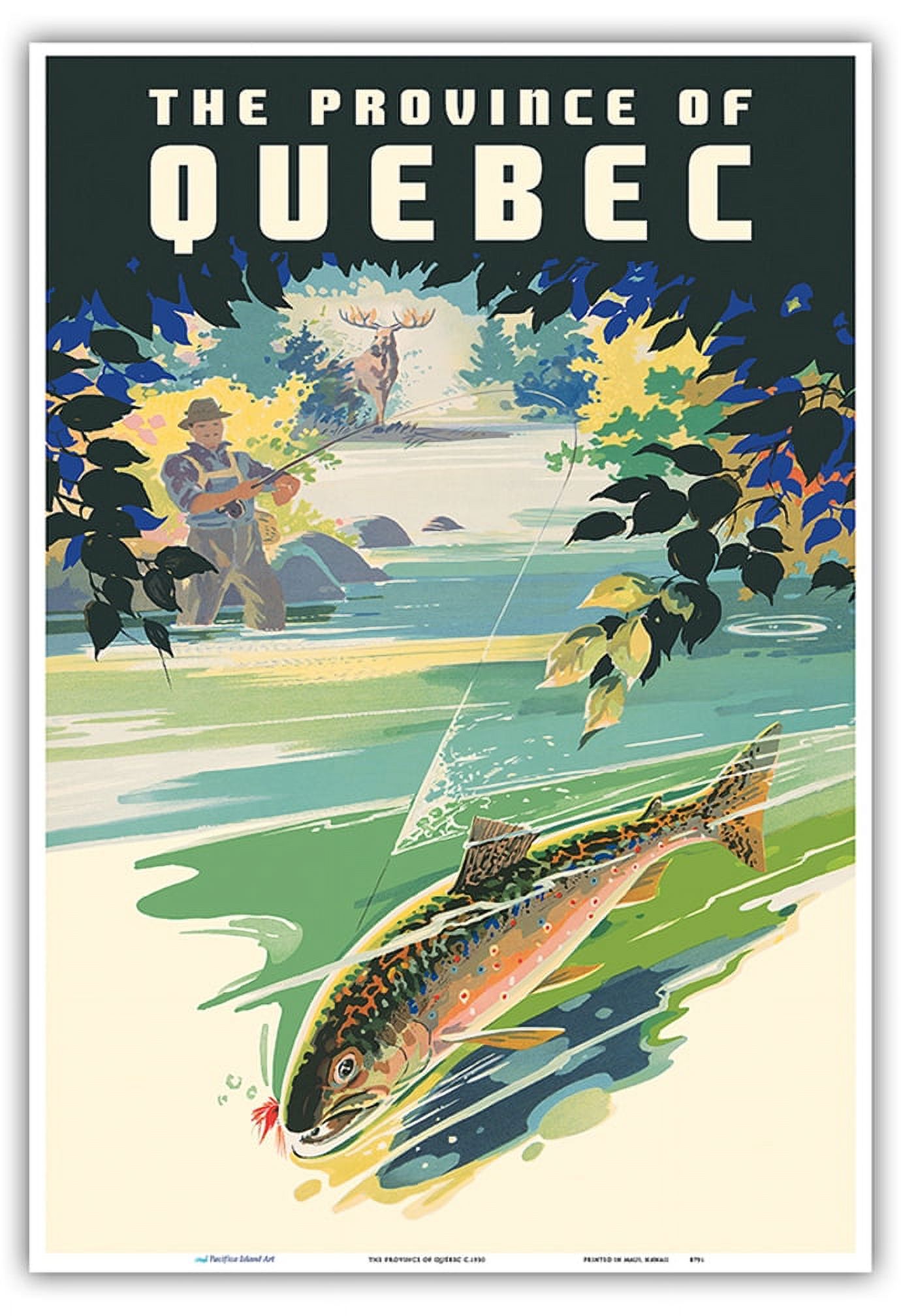The Province of Québec - Trout Fishing - Vintage Travel Poster c.1930 ...