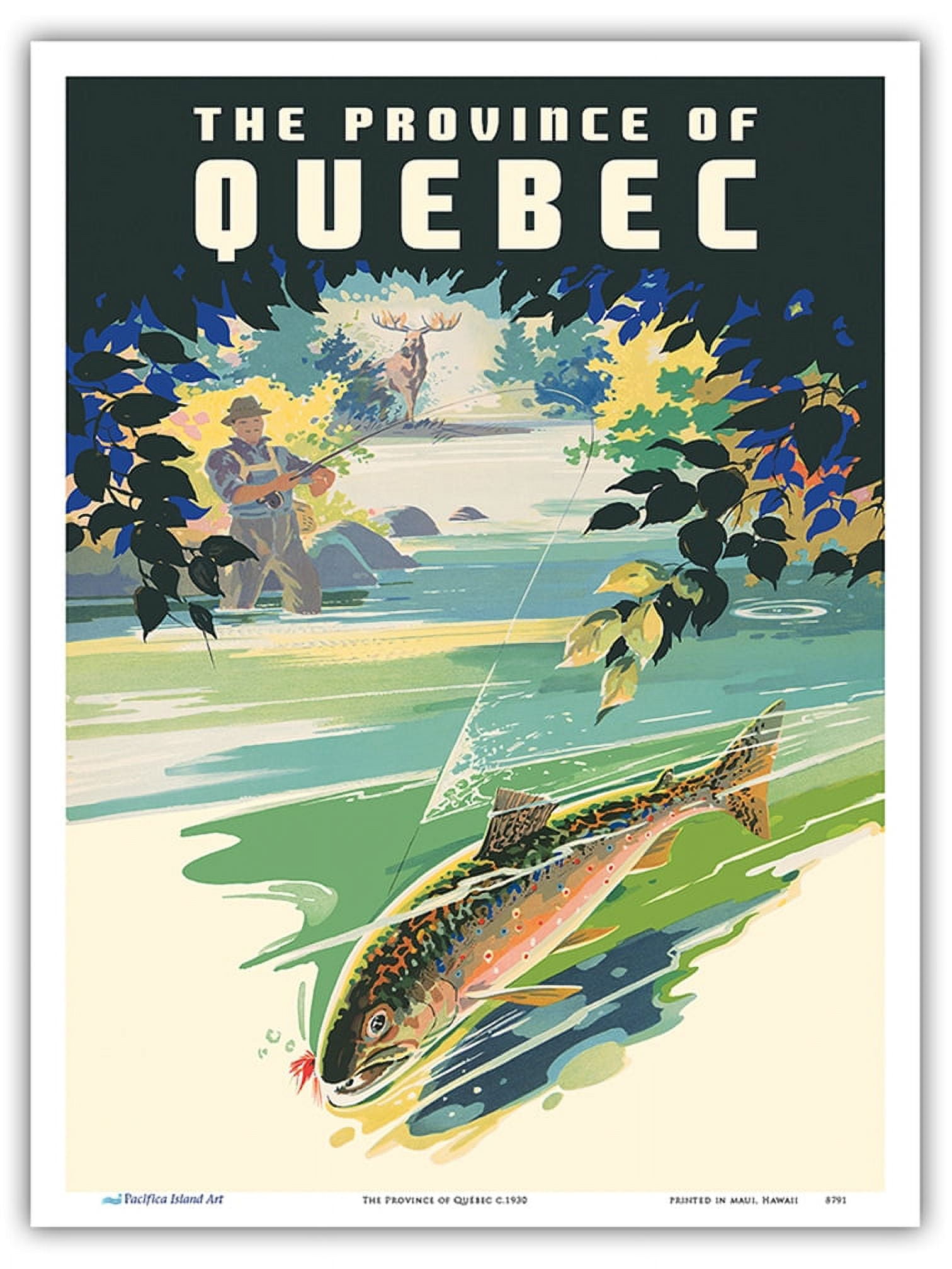 The Province of Québec - Trout Fishing - Vintage Travel Poster c.1930 ...