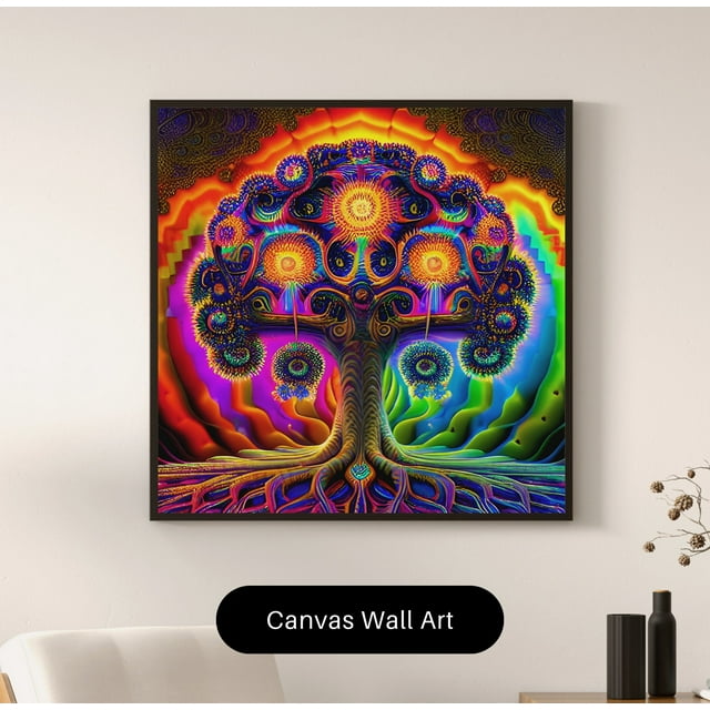 The Psychedelic Forest - Psychedelic Tree Canvas Wall Art - Walmart.com