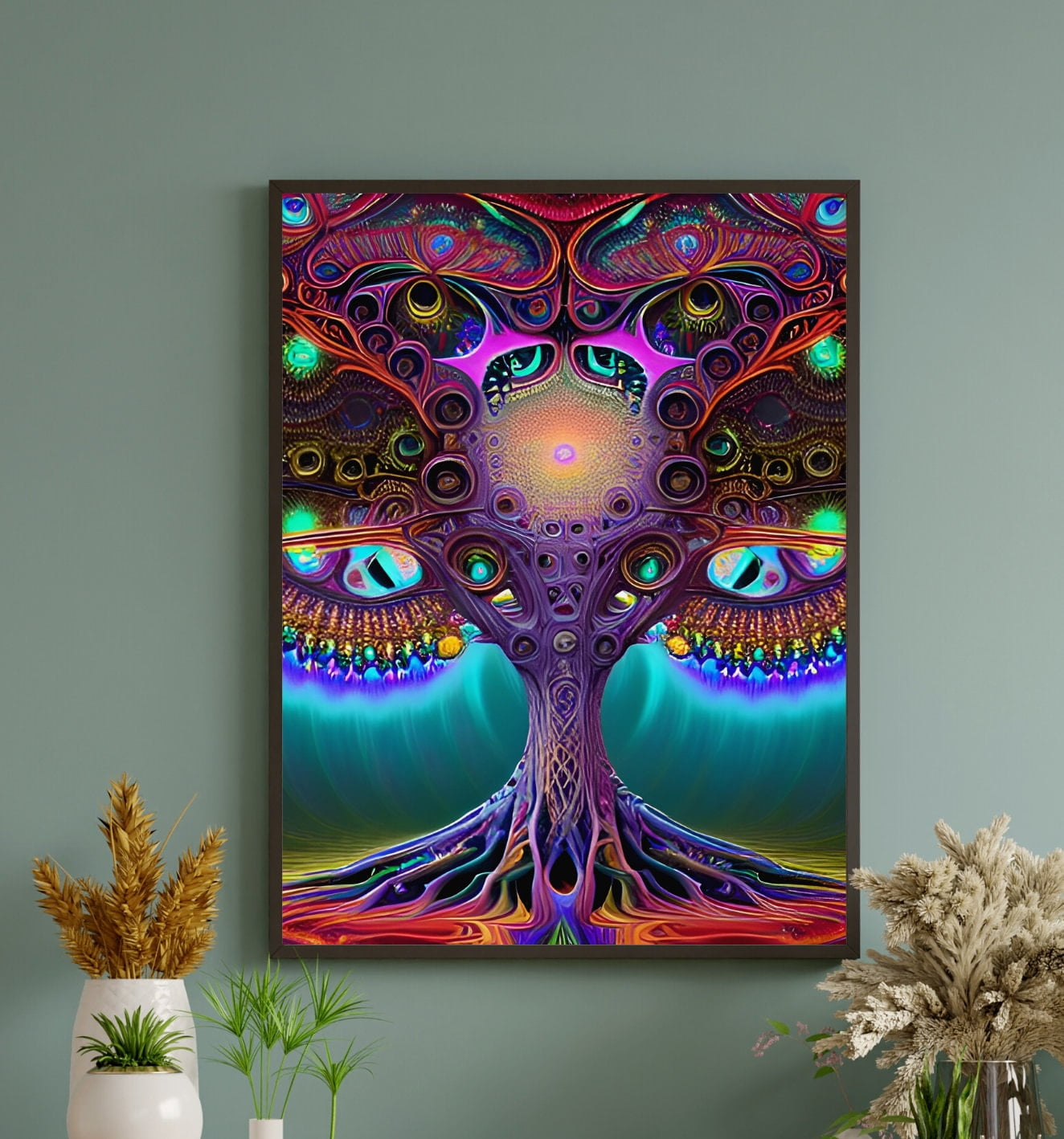 The Psychedelic Pines - Psychedelic Tree Canvas Wall Art - Walmart.com