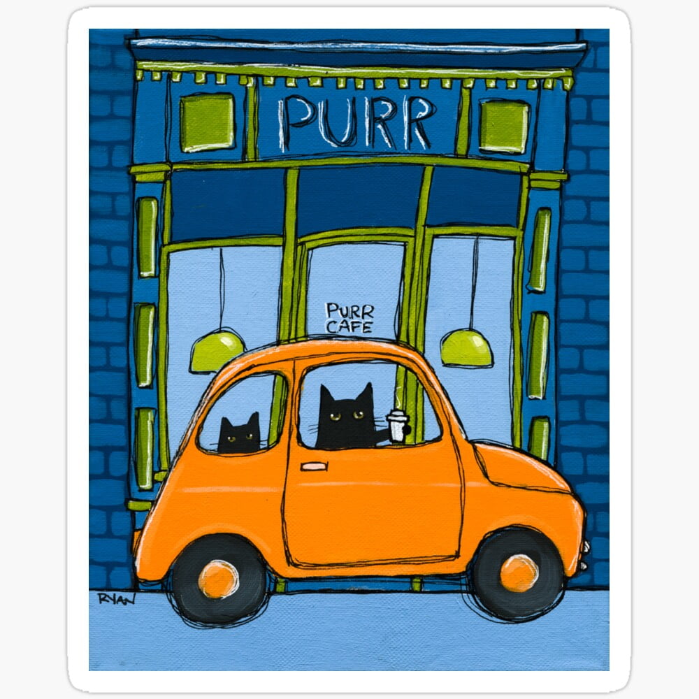 The Purr Cafe Sticker Phone Decal Water Bottle Stickers Car Decals ...
