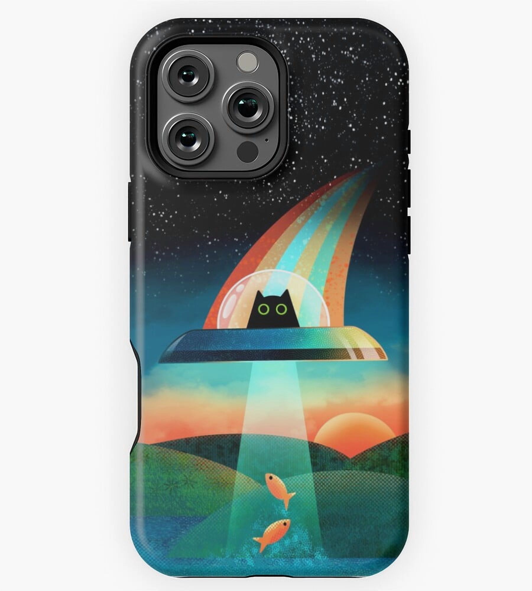 The Purrfect Alien Cat UFO GA1140 Phone Case for iPhone 11 to 17 Pro ...