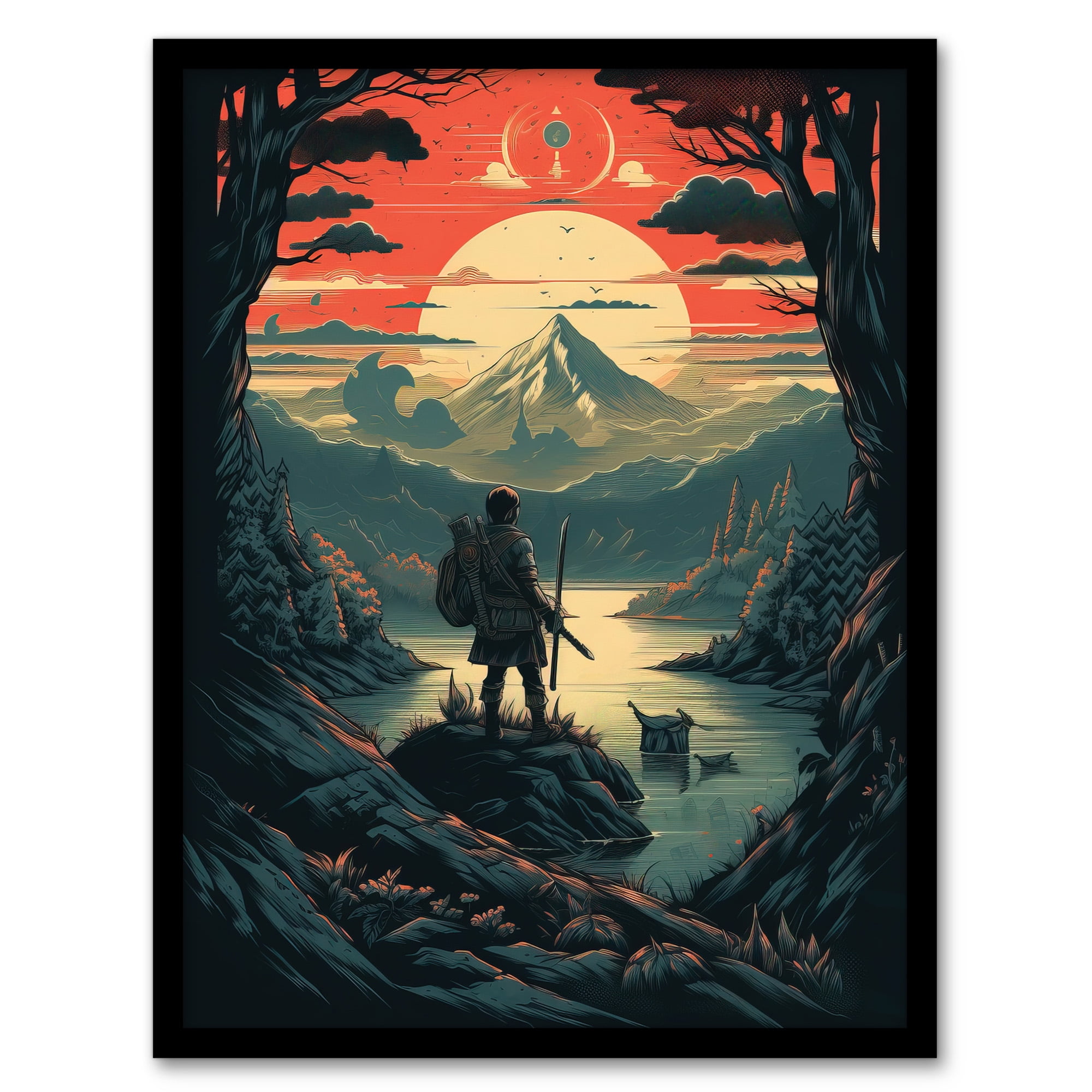 The Quest Concept Art Painting Blue Pink Samurai Master Looking at the ...