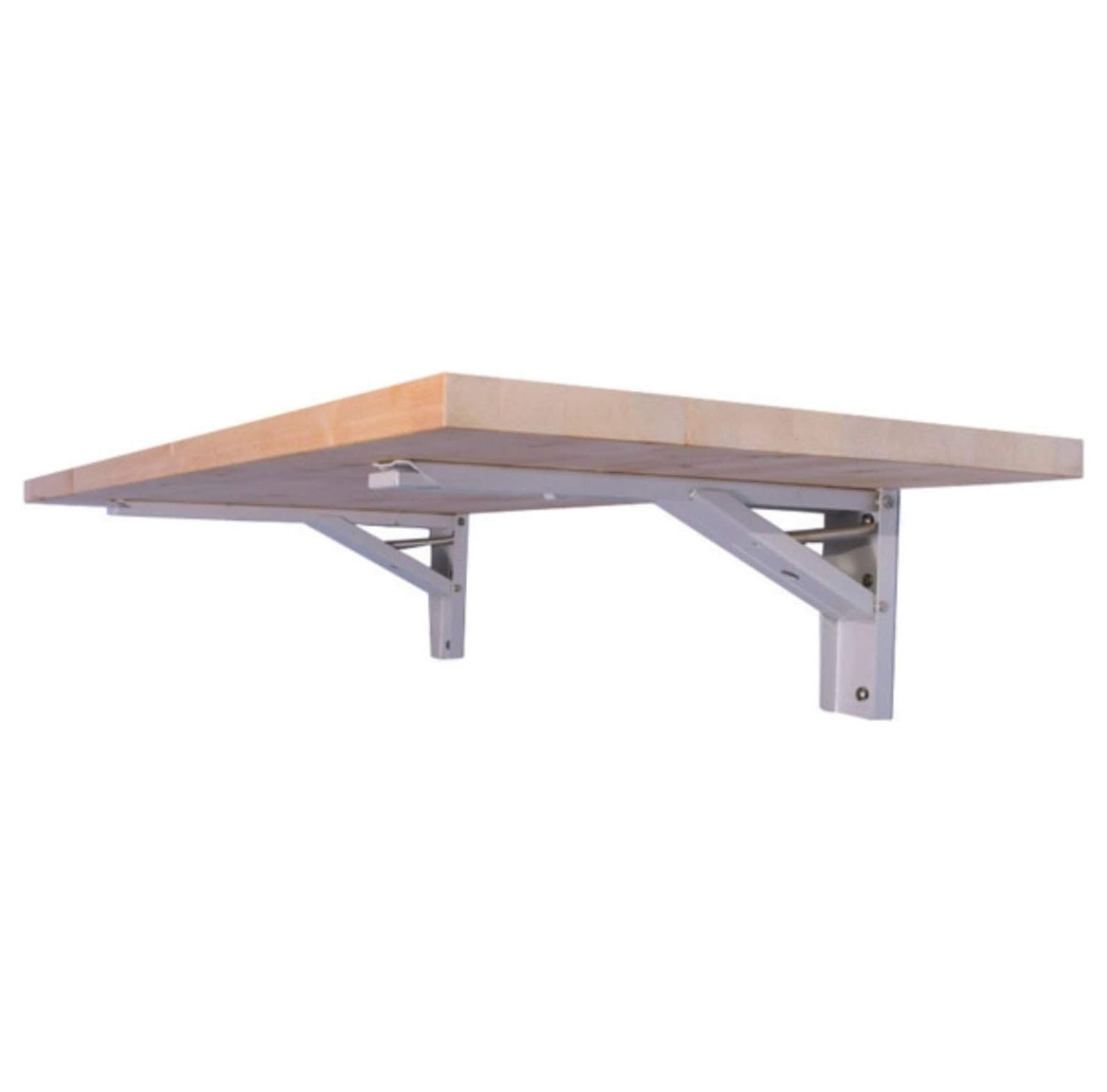 The Quick Bench by , Wall-mounted Folding Workbench with Butcher Block ...