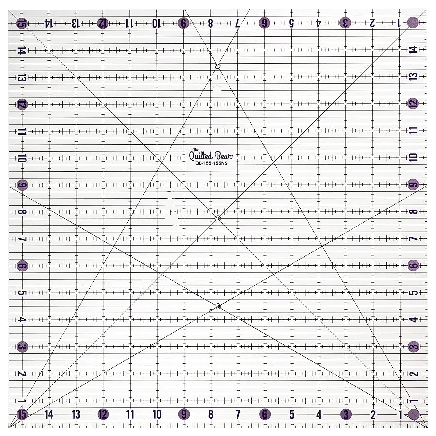 The Quilted Bear Non-Slip Acrylic Quilting Rulers - 15.5" x 15.5 ...